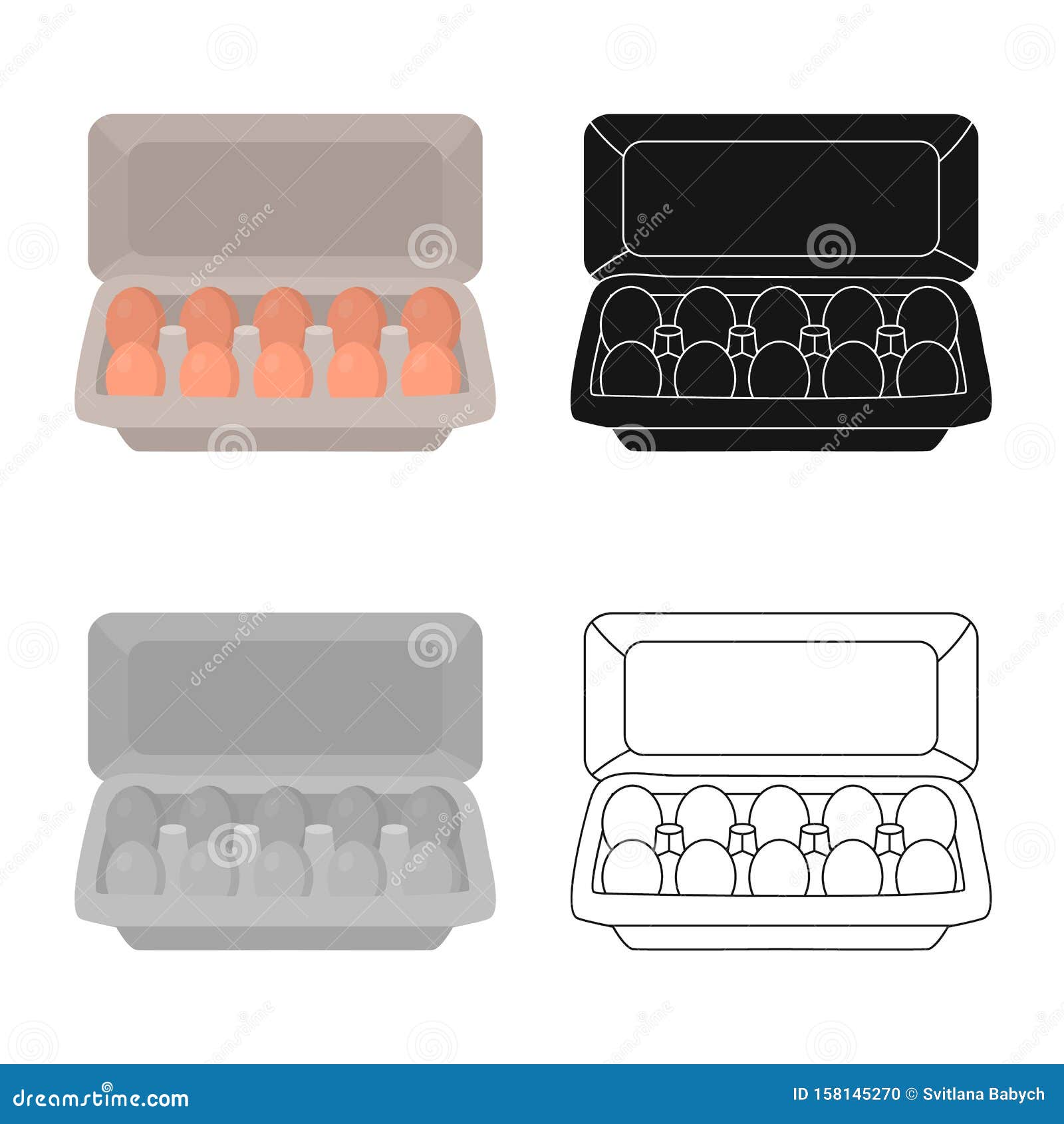 Vector Design of Tray and Egg Logo. Set of Tray and Box Vector Icon for ...