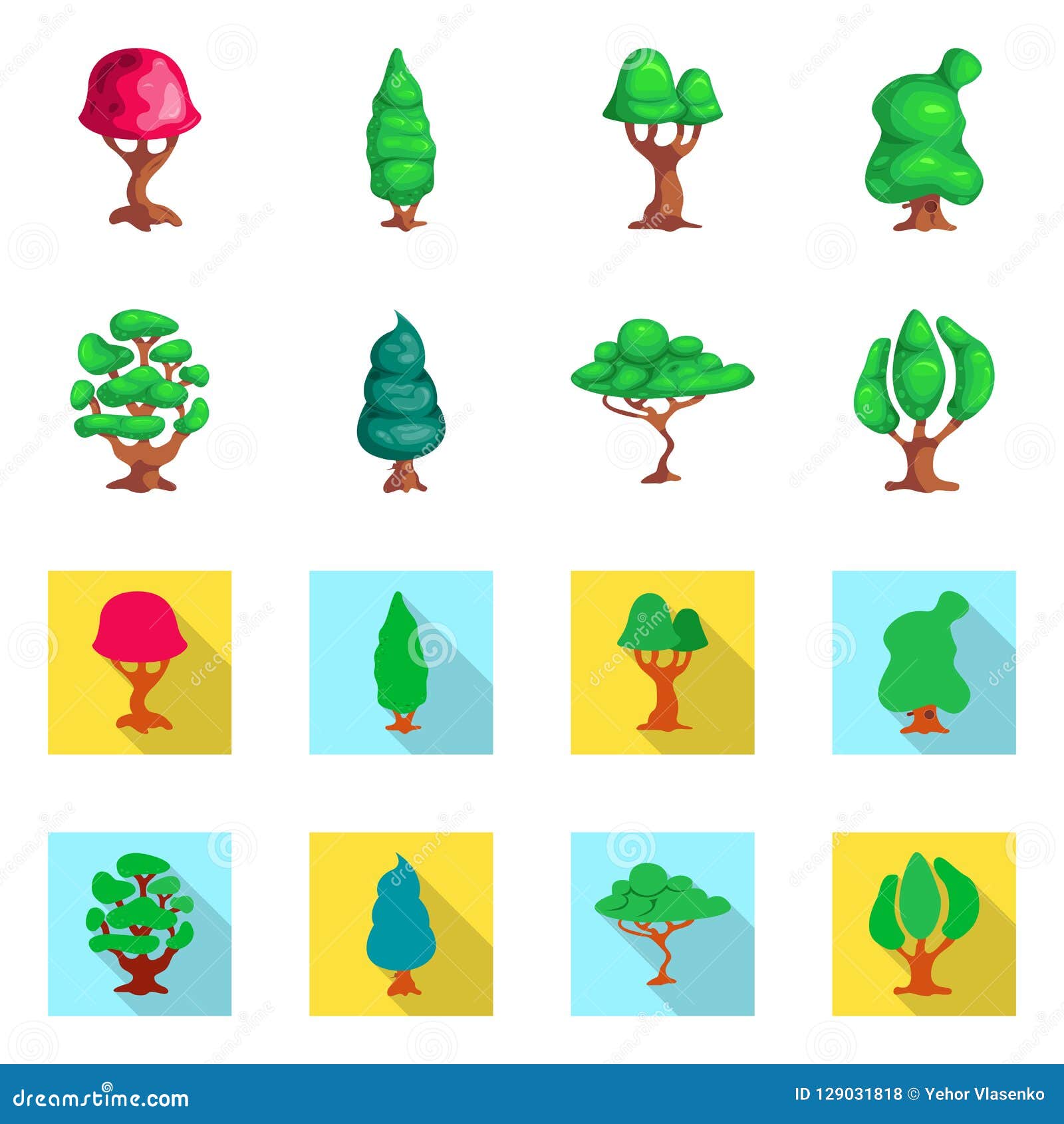 Vector Design of Tree and Nature Icon. Collection of Tree and Crown ...
