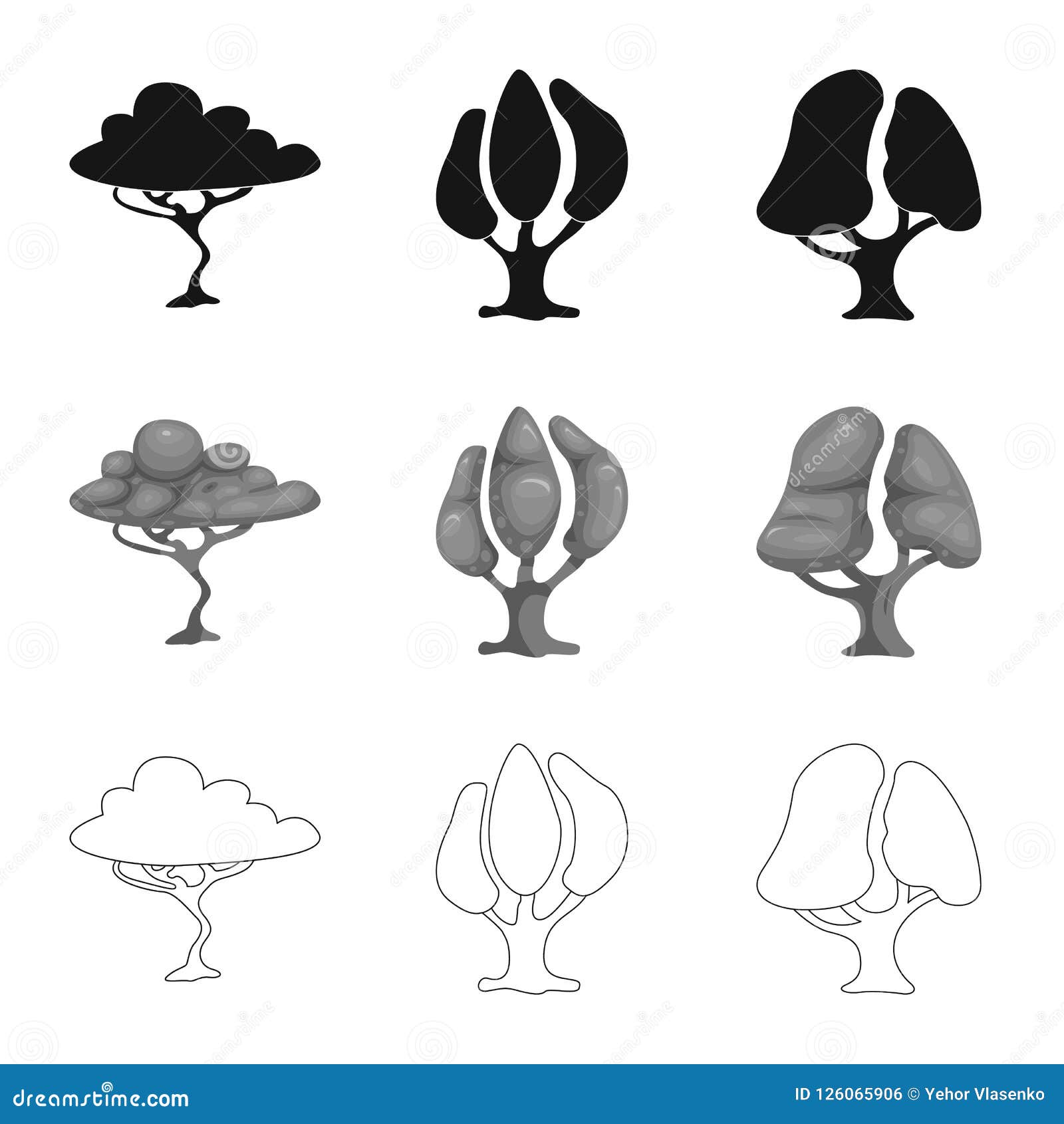 Vector Design of Tree and Nature Logo. Set of Tree and Crown Stock ...