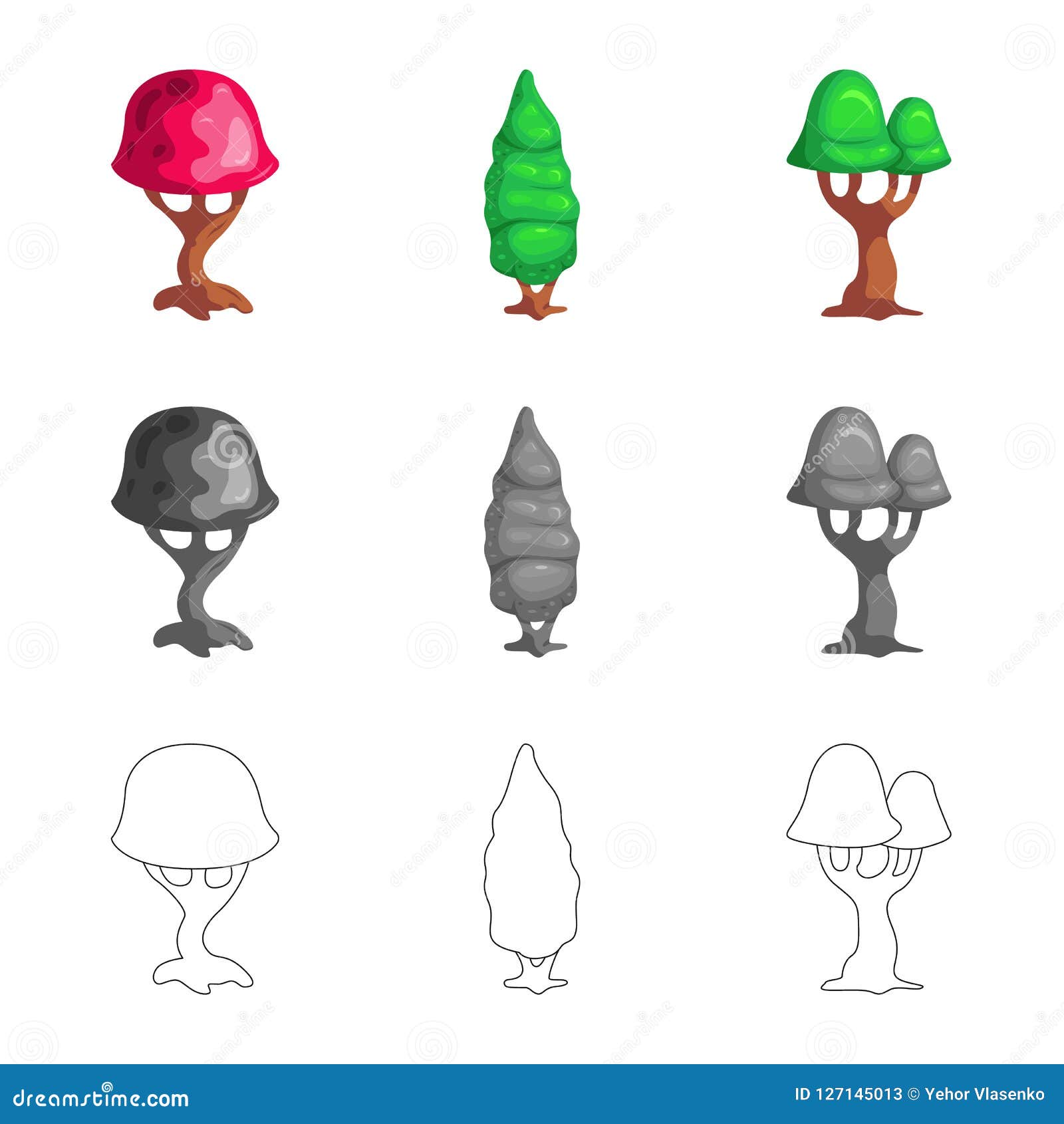 Vector Design of Tree and Nature Logo. Set of Tree and Crown Stock ...