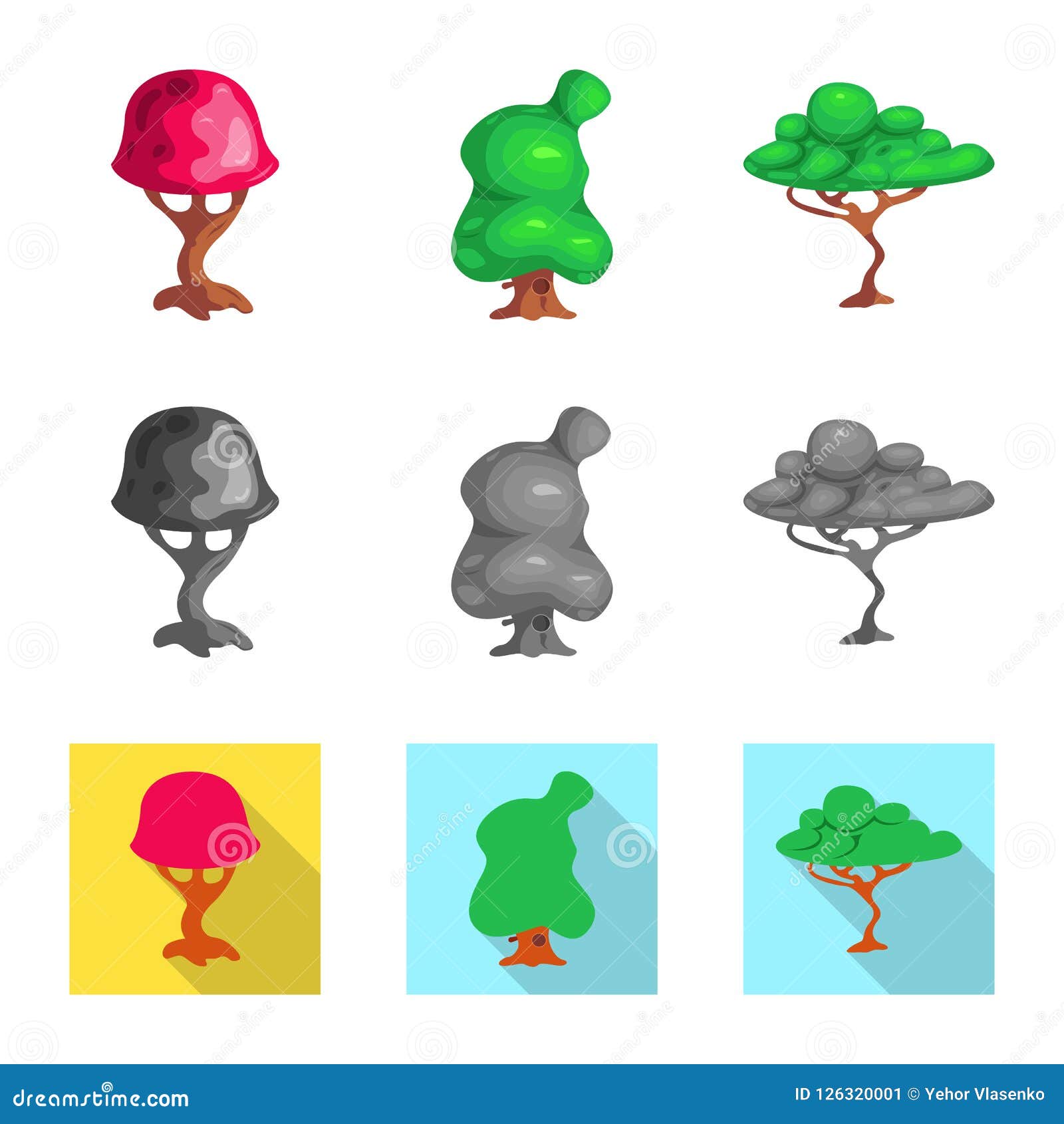 Vector Design of Tree and Nature Logo. Set of Tree and Crown Stock ...