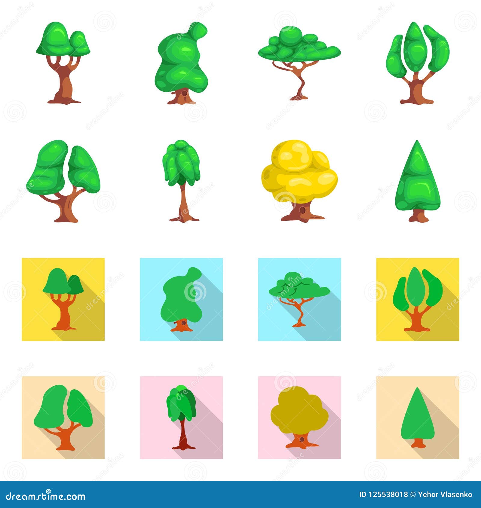 Isolated Object Of Tree And Nature Symbol Set Of Tree And Crown Stock