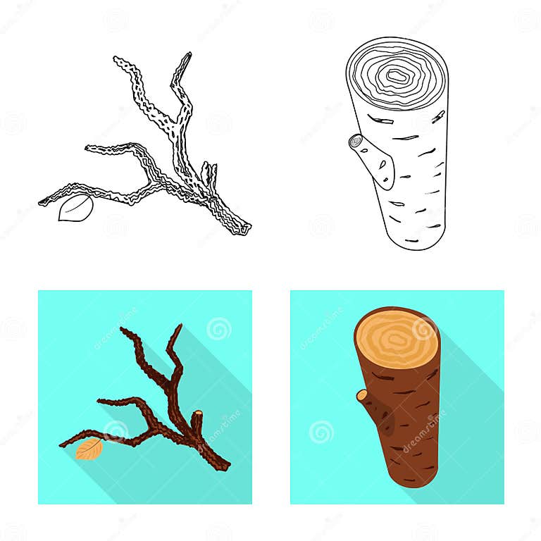 Isolated Object Of Tree And Raw Logo Set Of Tree And Construction