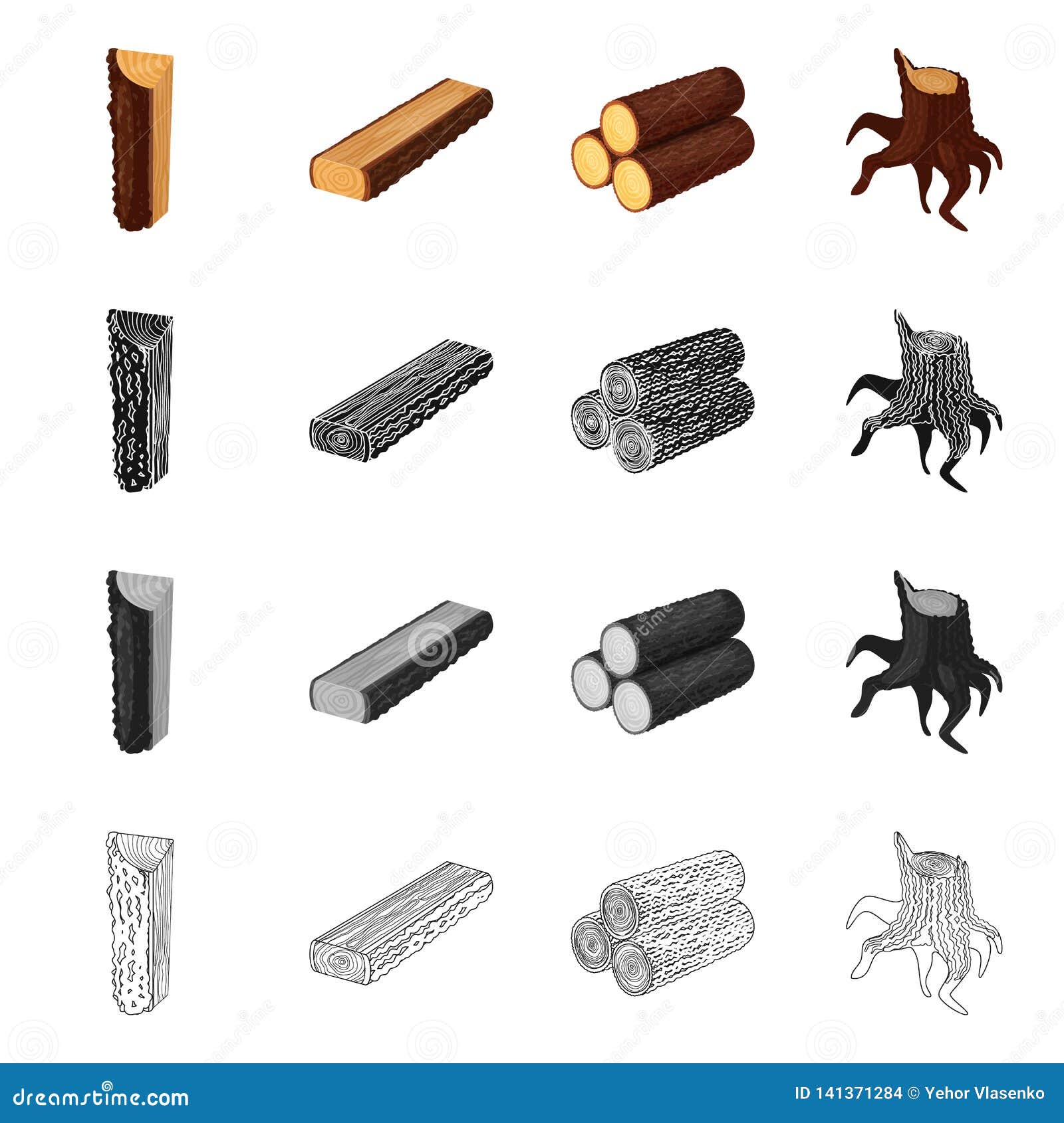 Vector Design of Tree and Raw Logo. Collection of Tree and Construction ...