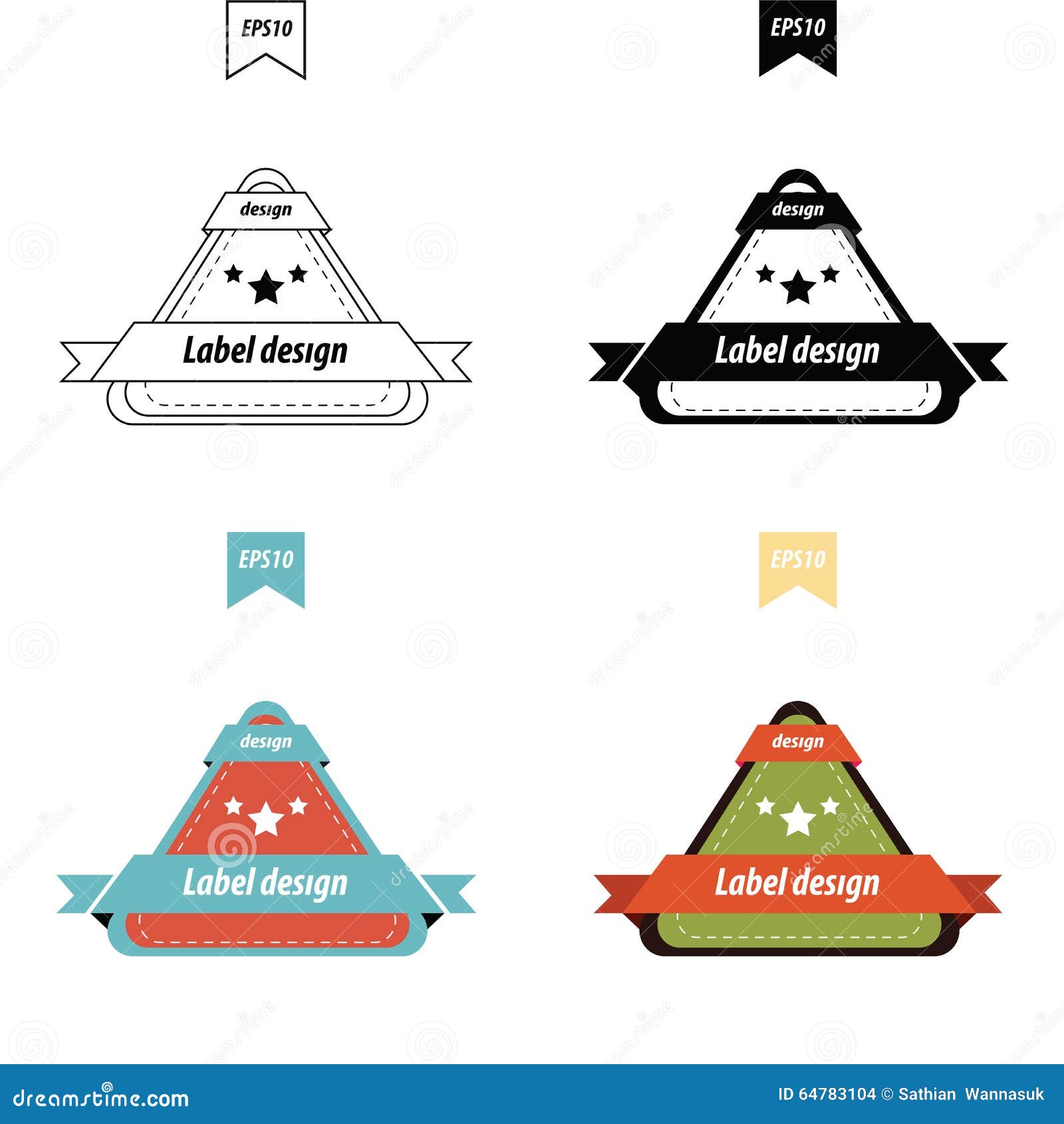 Vector Design Triangle Label Set Stock Vector - Illustration of ...