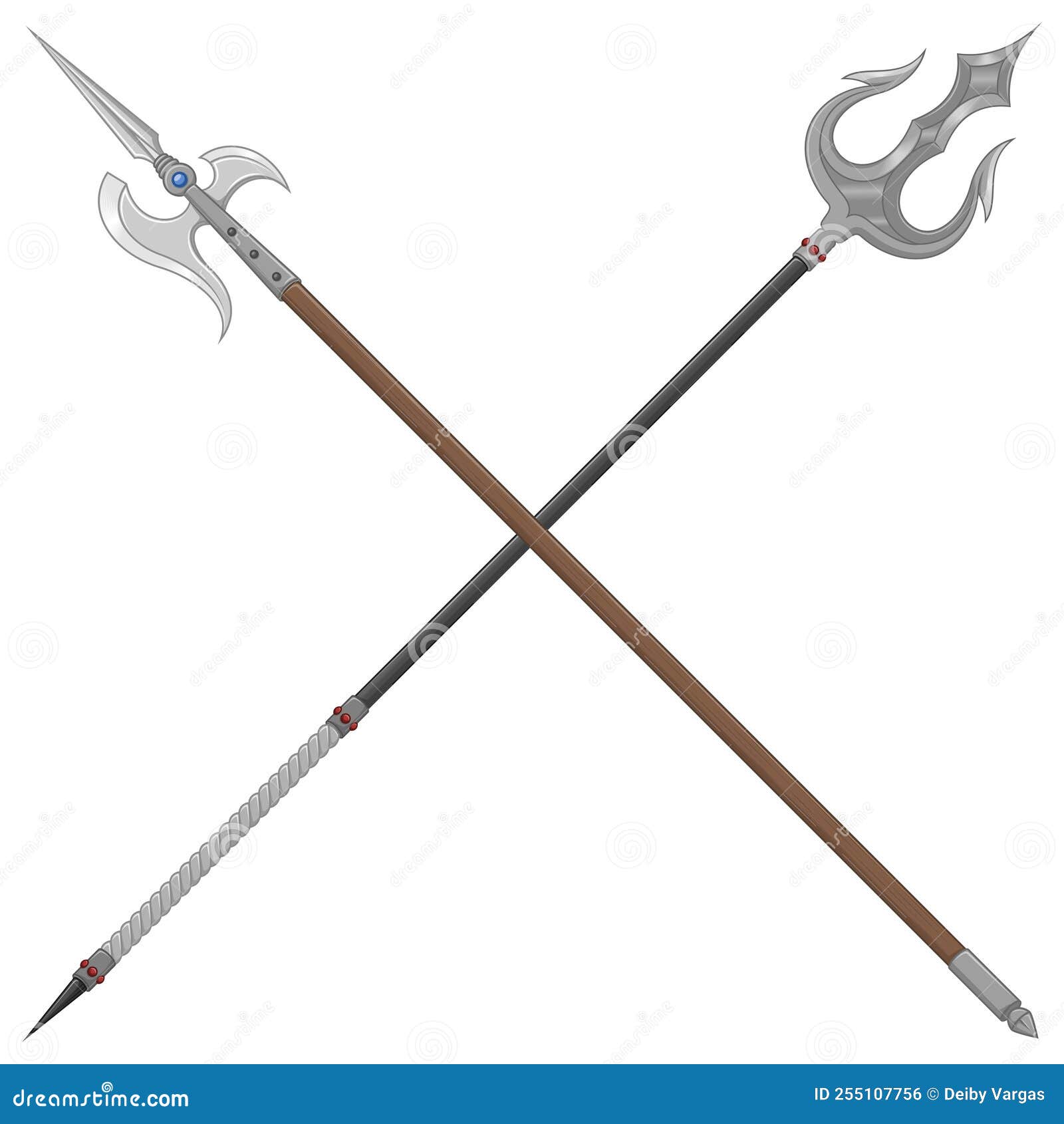 Vector Design of Trident with Halberd Stock Vector - Illustration of ...