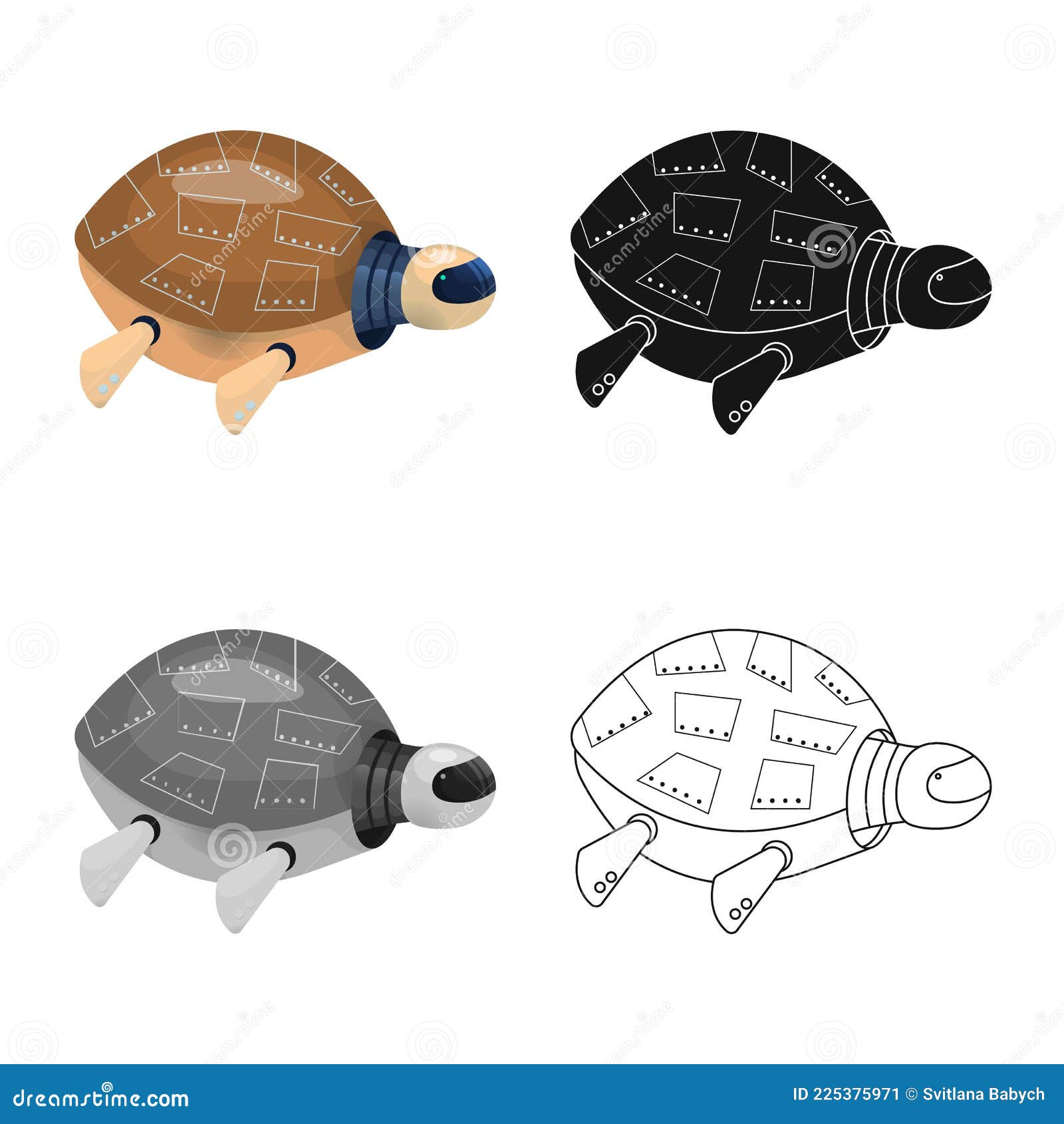 Vector Design of Turtle and Robotic Icon. Set of Turtle and Shell ...