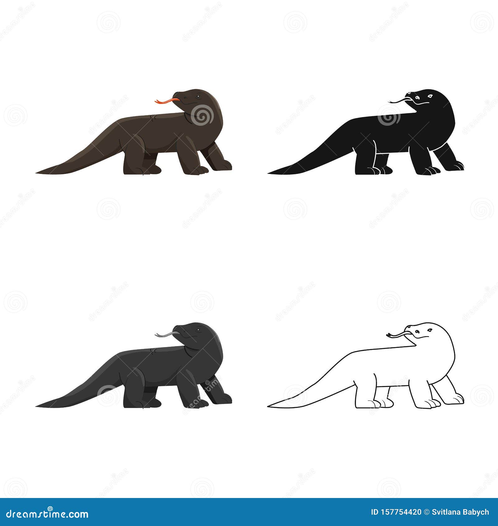 Isolated Object of Varanus and Lizard Logo. Set of Varanus and Creature ...