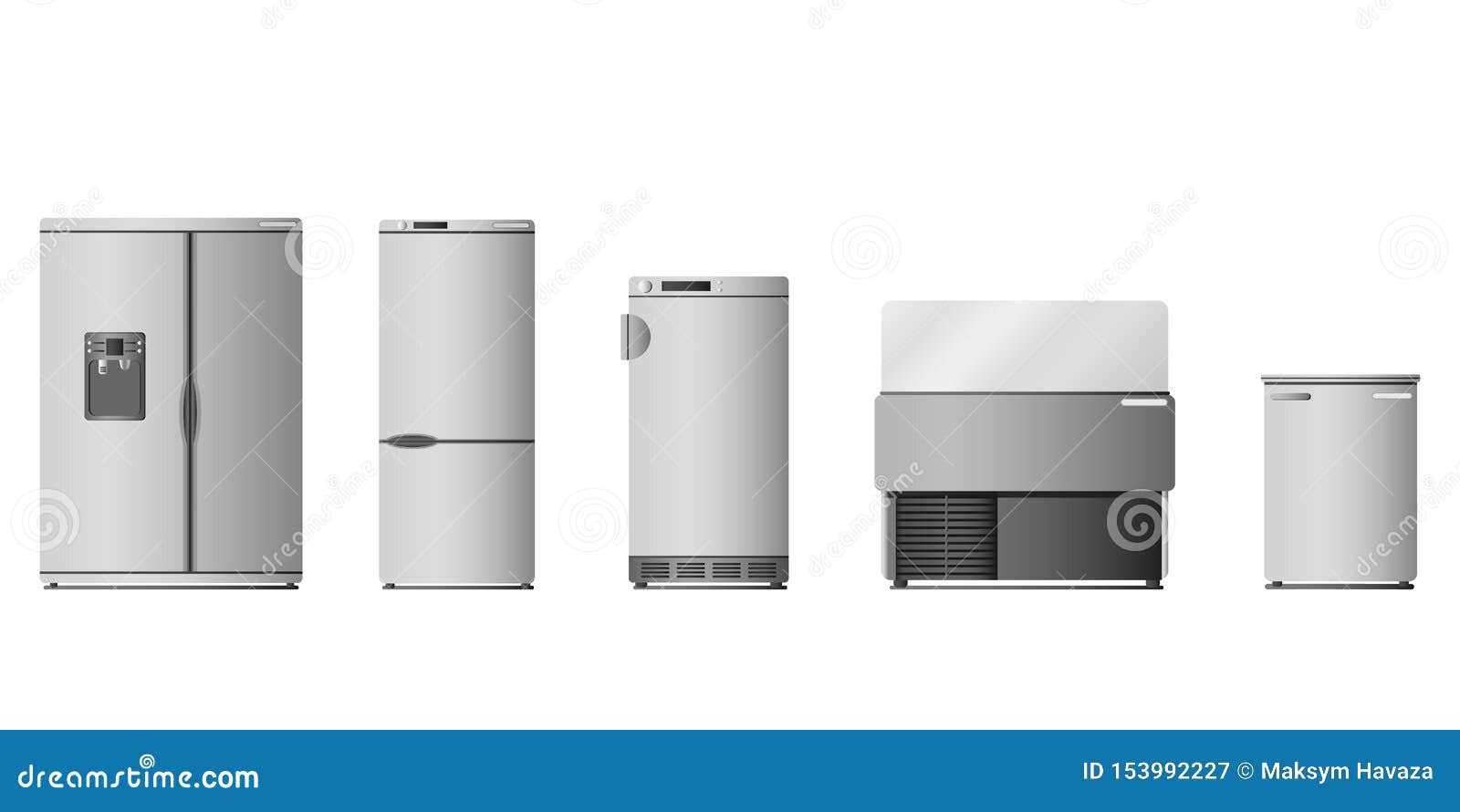 Vector Design of Various Refrigerators. Stock Vector - Illustration of ...