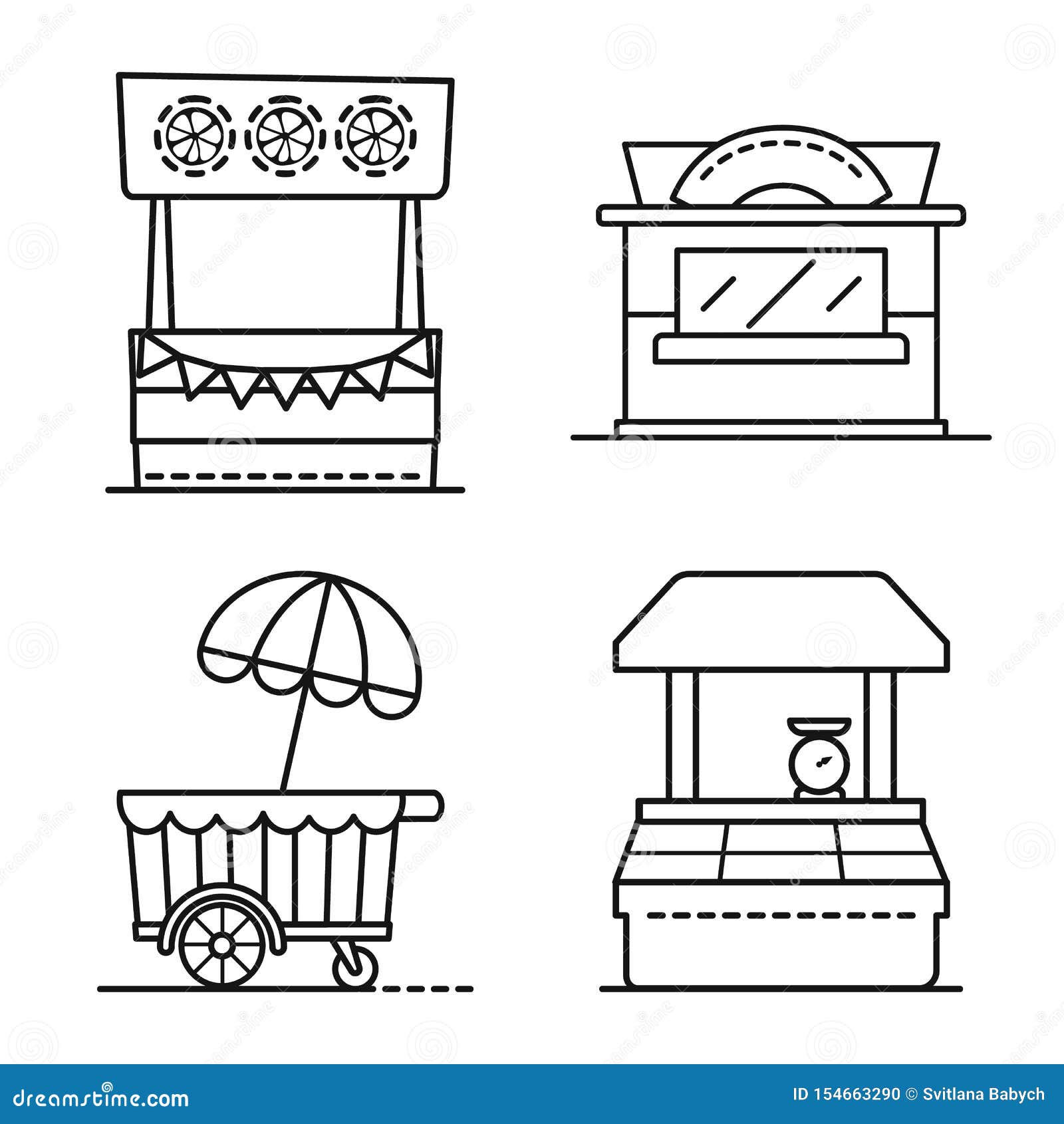 Vector Design of Vending and Public Sign. Set of Vending and Storefront ...