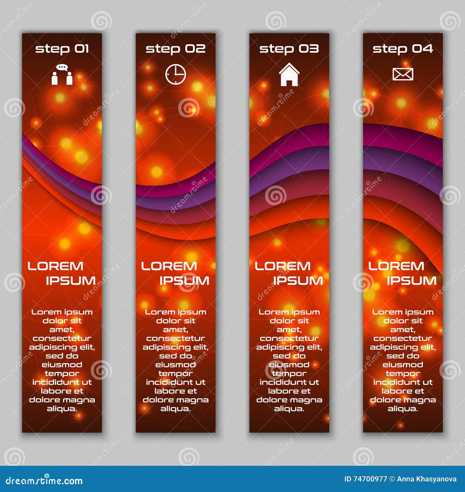 Vector Design Vertical Banner Set with Abstract Glowing Elements Stock ...