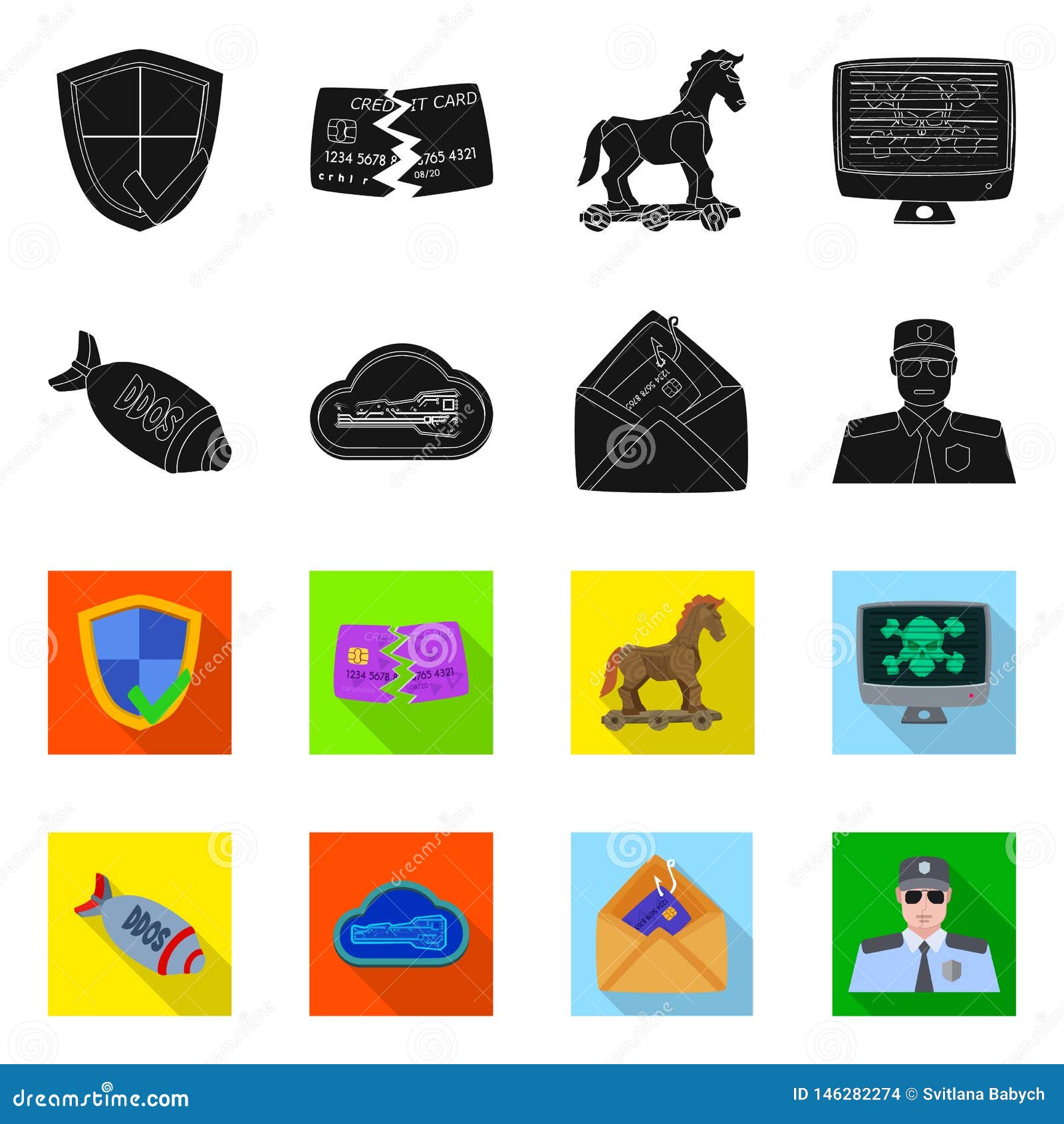 Vector Design of Virus and Secure Icon. Collection of Virus and Cyber ...