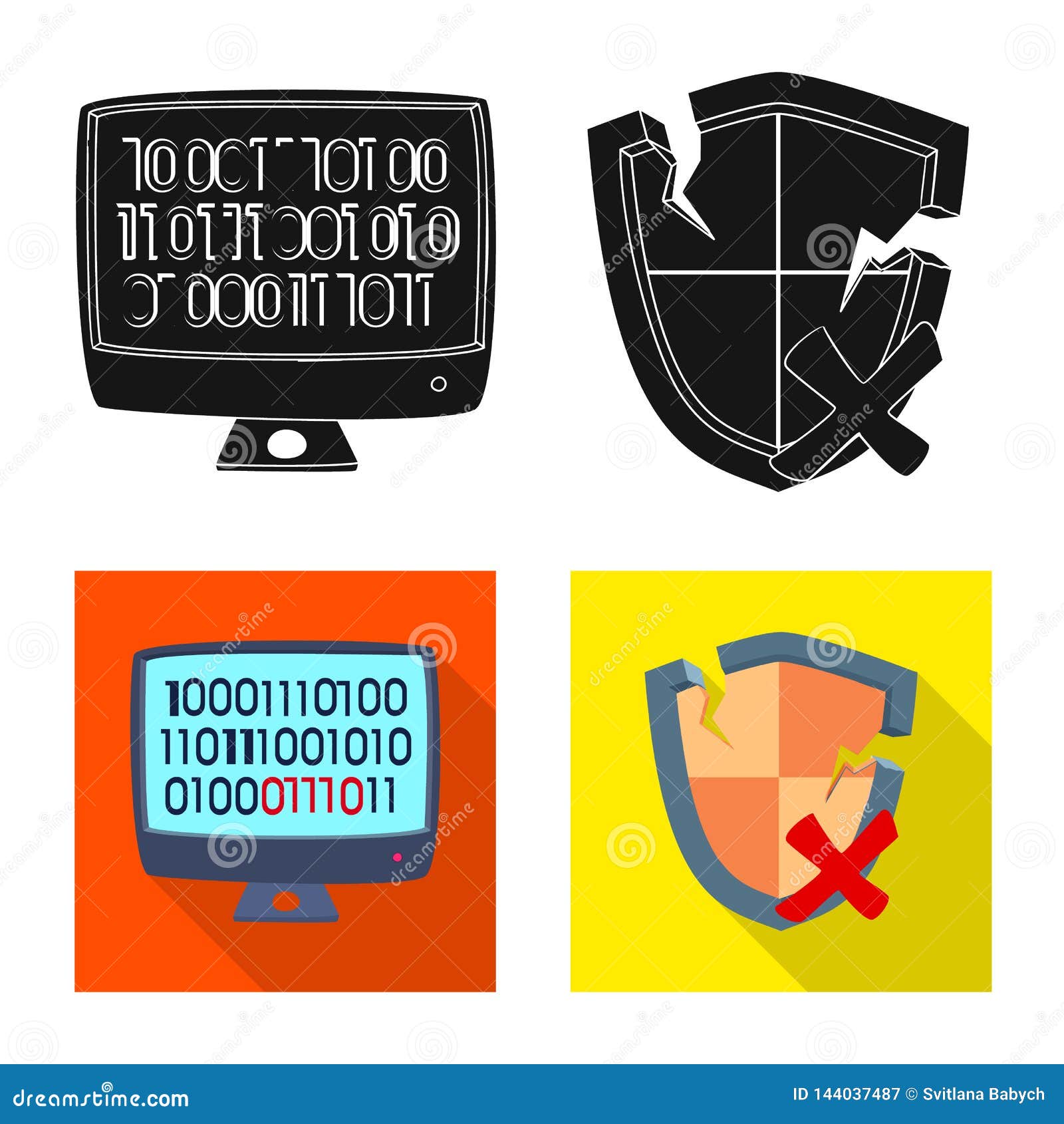 Vector Design of Virus and Secure Logo. Set of Virus and Cyber Stock ...