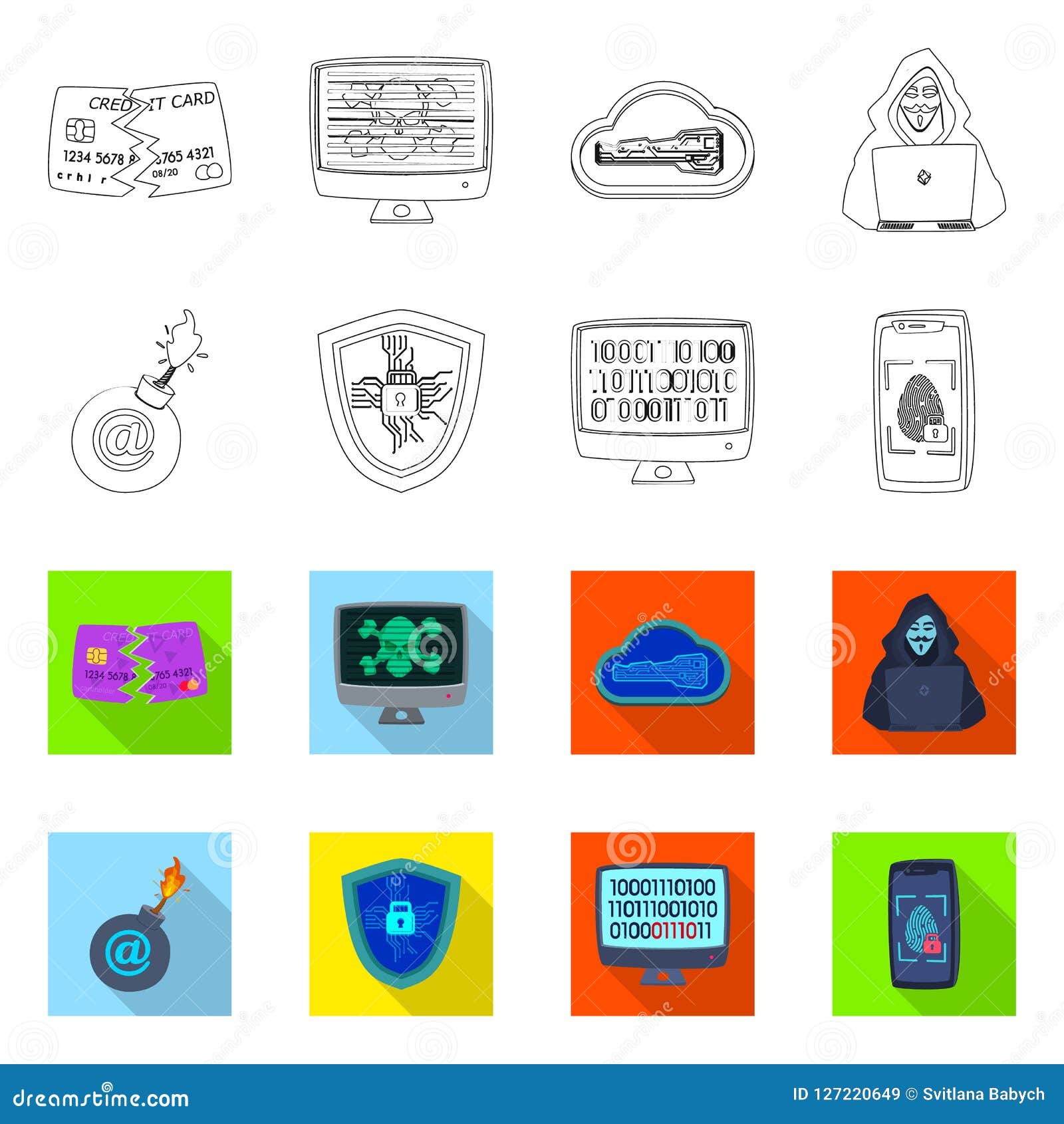 Vector Design of Virus and Secure Logo. Set of Virus and Cyber Stock ...