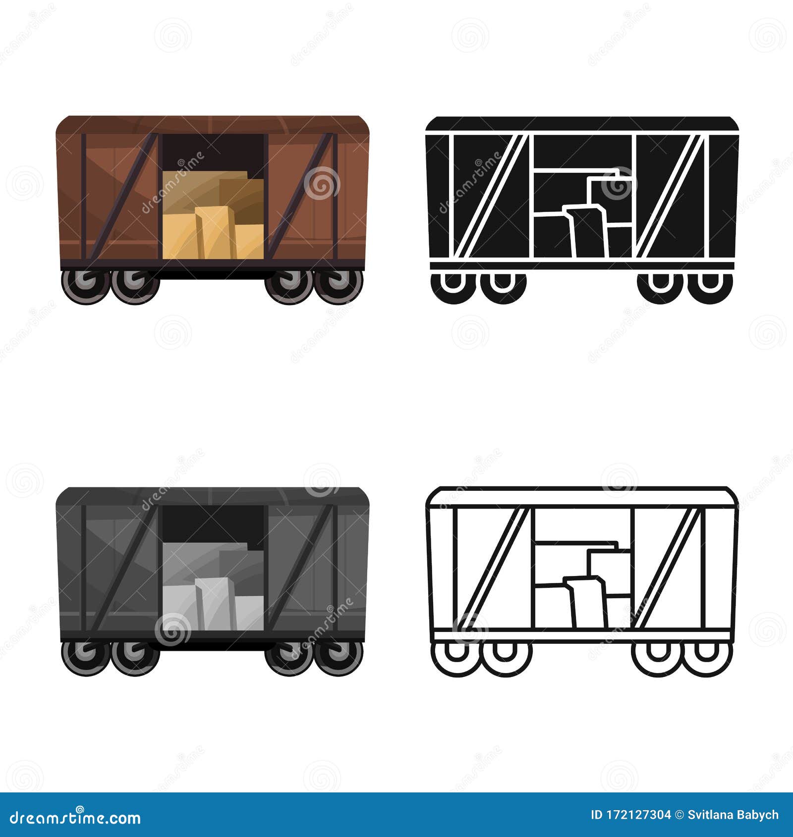 Vector Design of Wagon and Cargo Icon. Graphic of Wagon and Boxcar ...