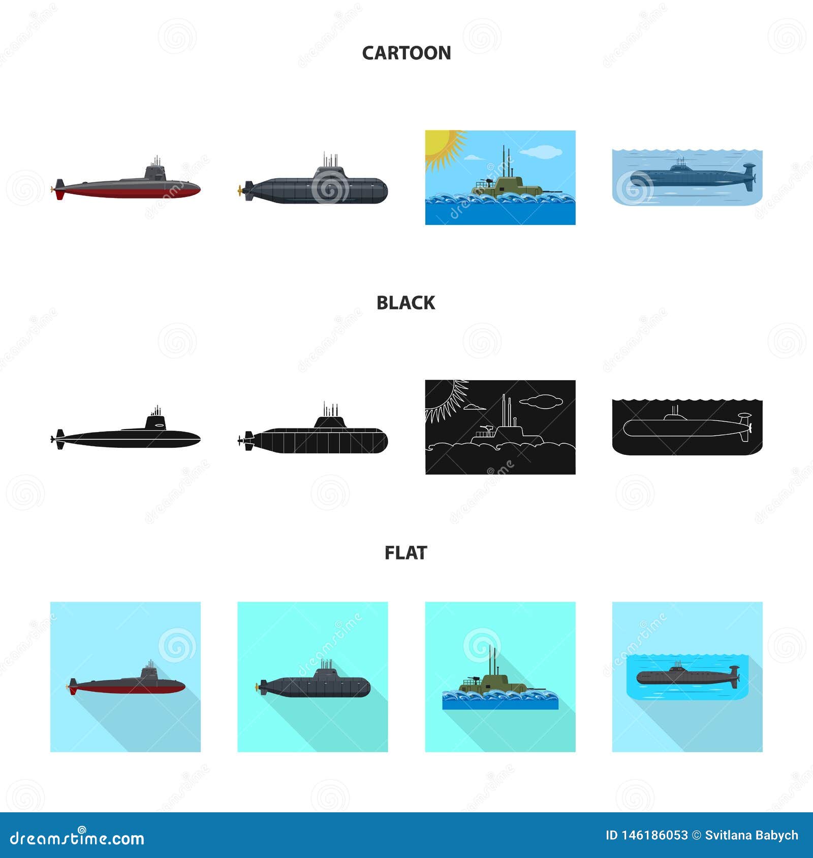 Isolated Object of War and Ship Icon. Set of War and Fleet Stock Symbol ...