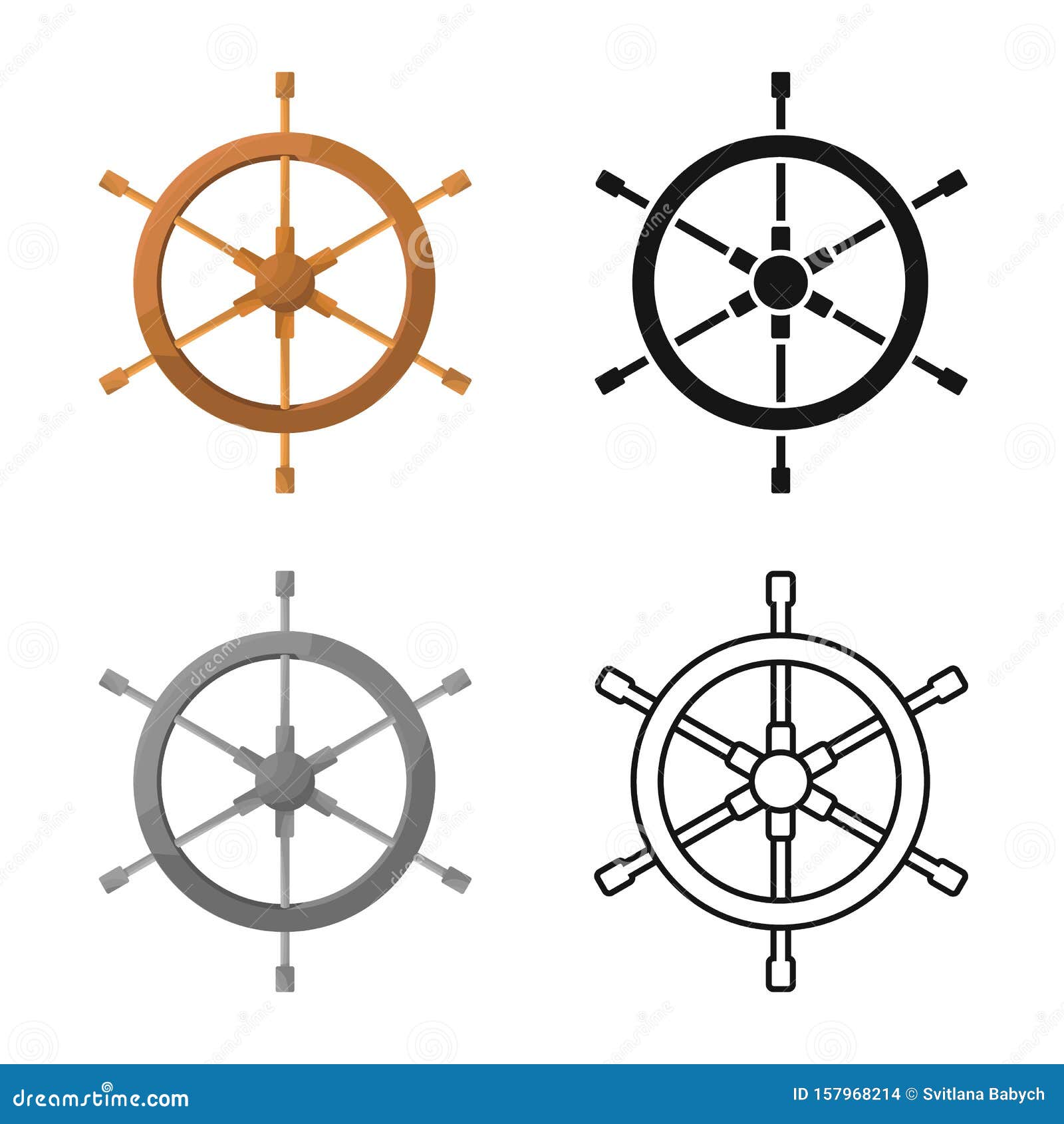 Vector Design of Wheel and Ship Icon. Set of Wheel and Navigation Stock ...
