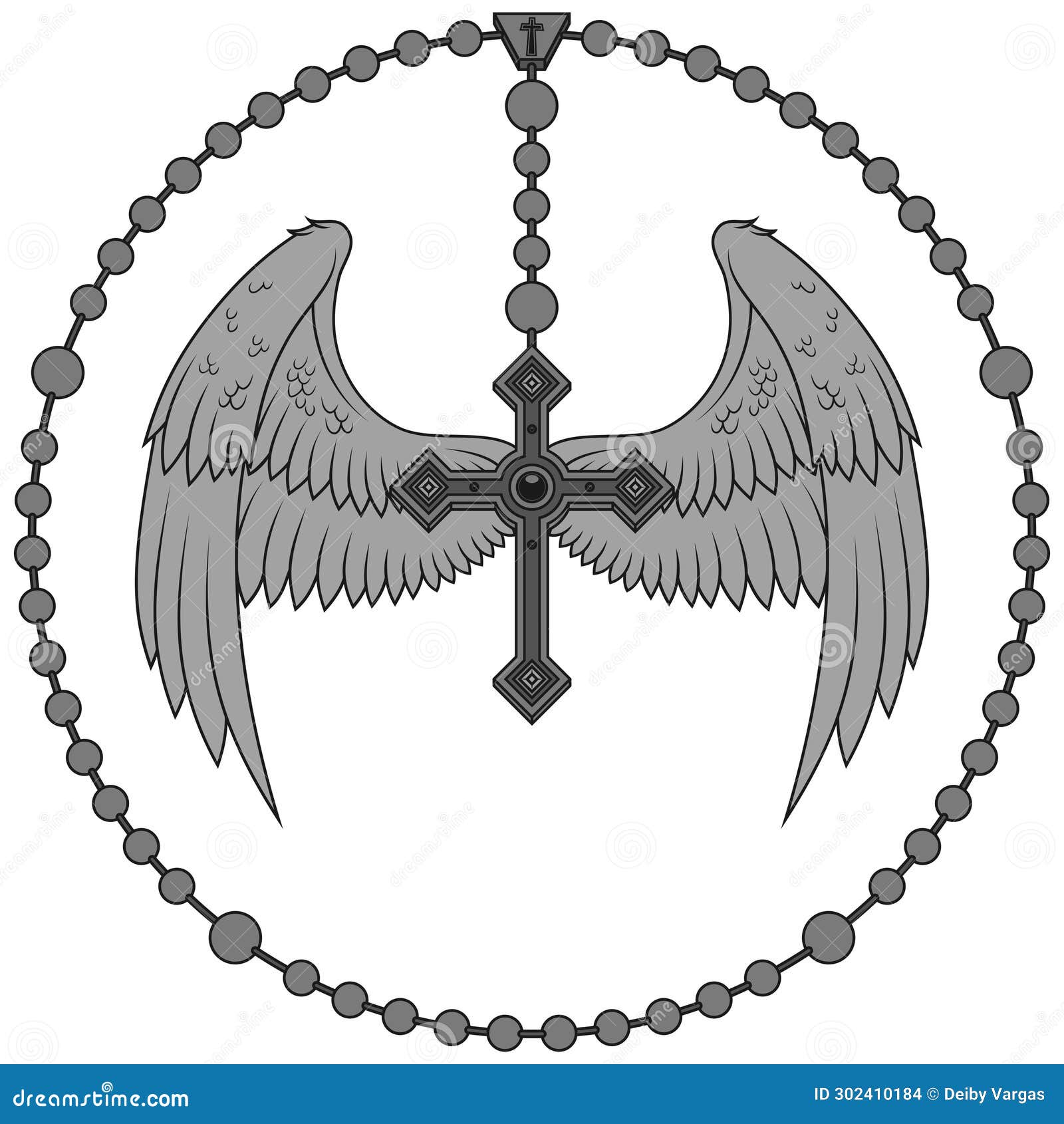 Winged Cross with Christian Rosary Stock Vector - Illustration of ... Winged Cross with Christian Rosary Stock Vector - Illustration of ...