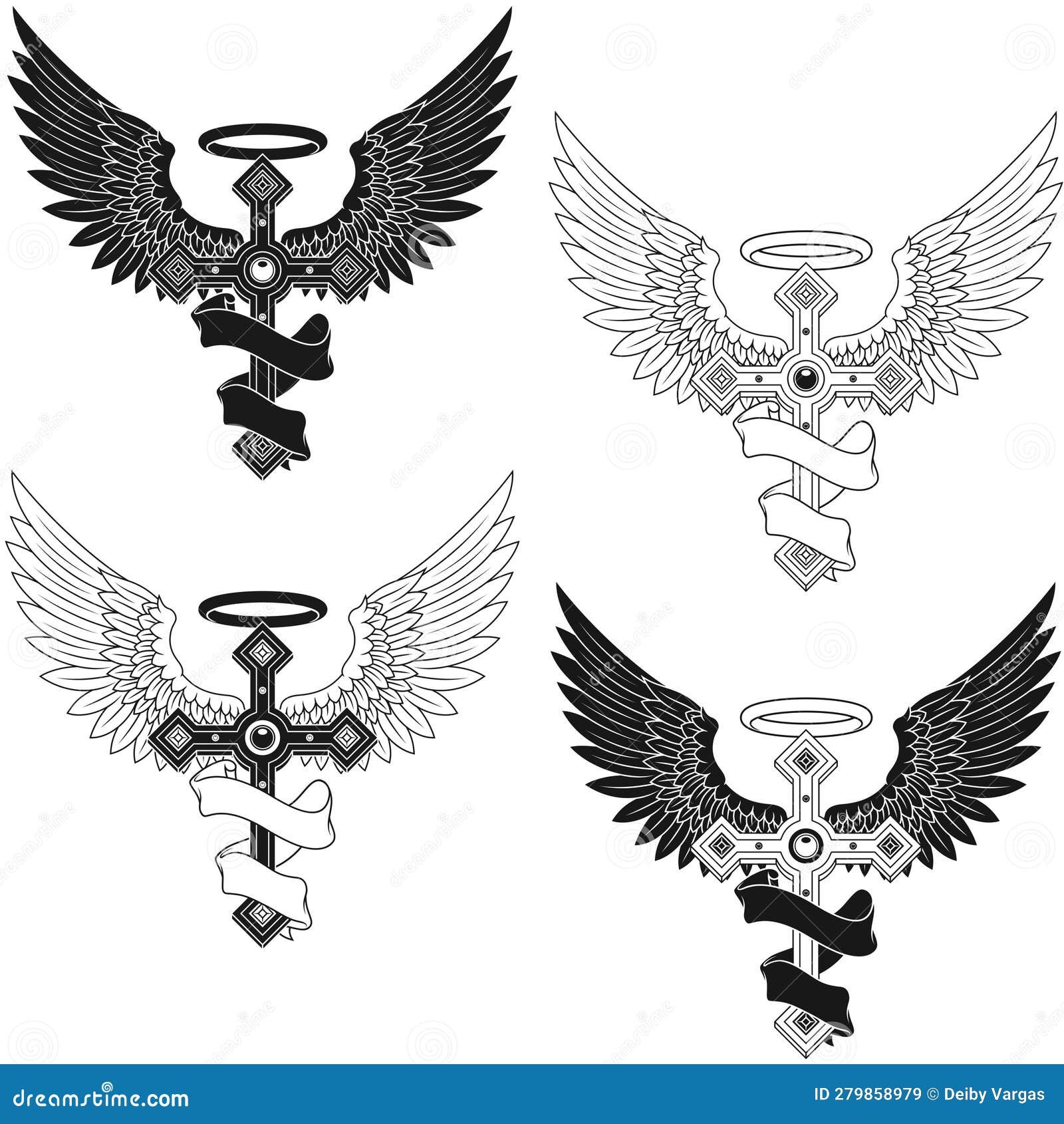 Winged Christian Cross Vector Design Stock Vector - Illustration of ... Winged Christian Cross Vector Design Stock Vector - Illustration of ...