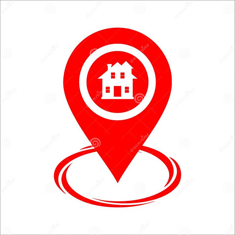 Vector Icon of a House Location, with White Background Stock ...