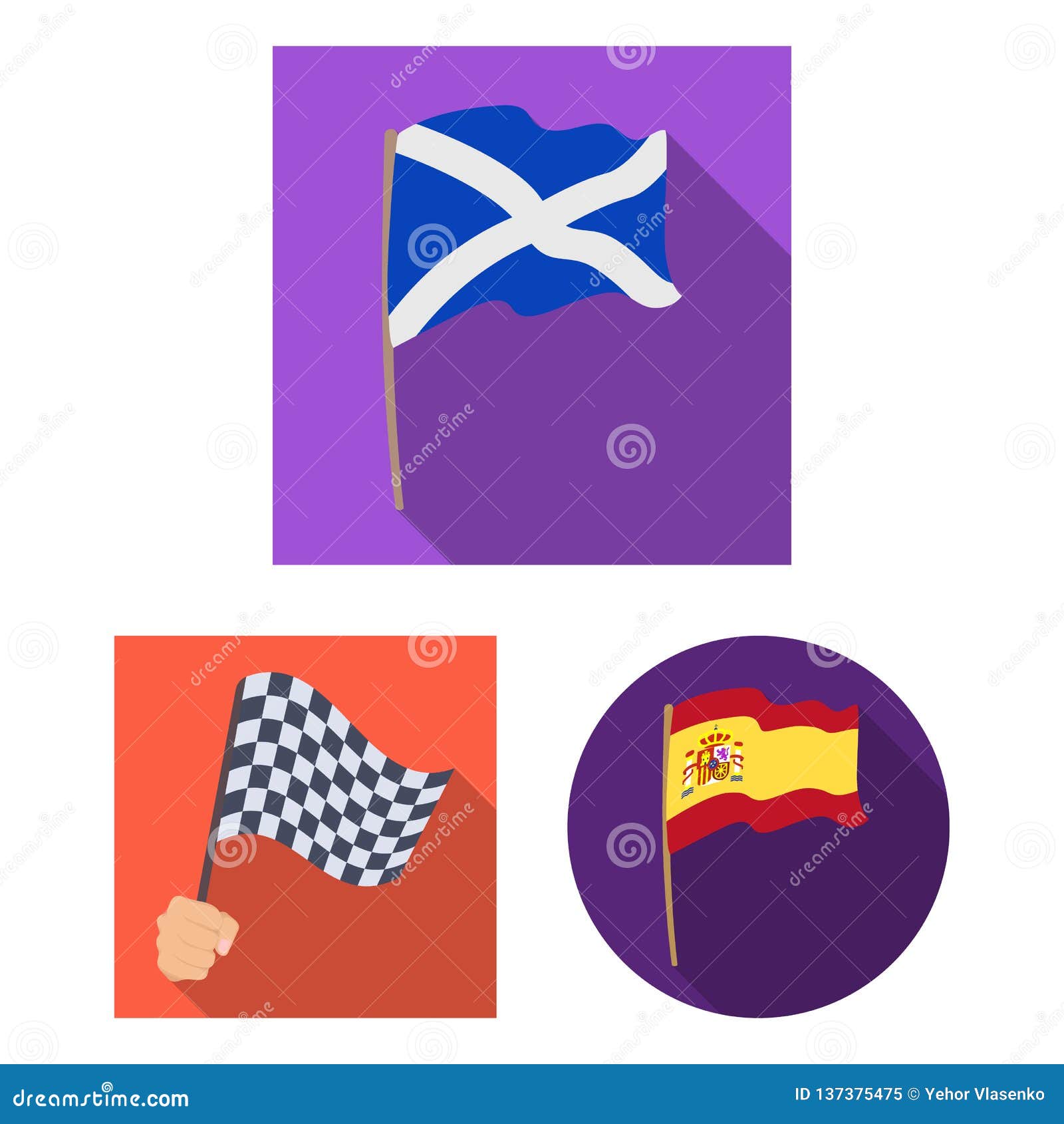 Isolated Object of World and Flag Icon. Collection of World and Ribbon ...