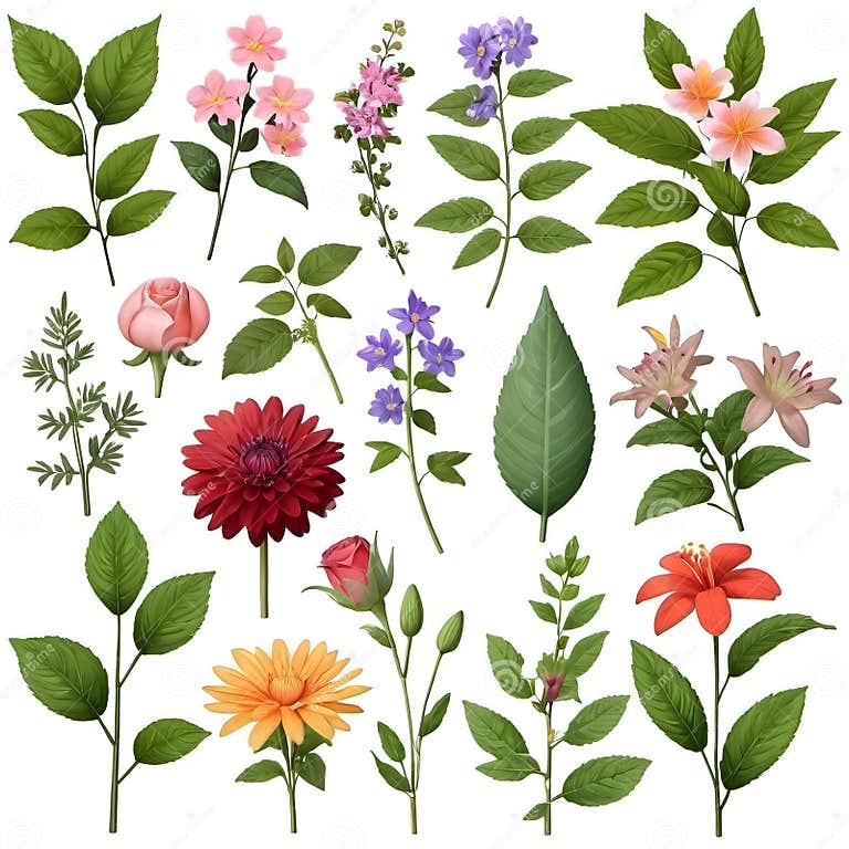 Vector Designer Elements Set Collection of Flowers, Many Flowers. Stock ...