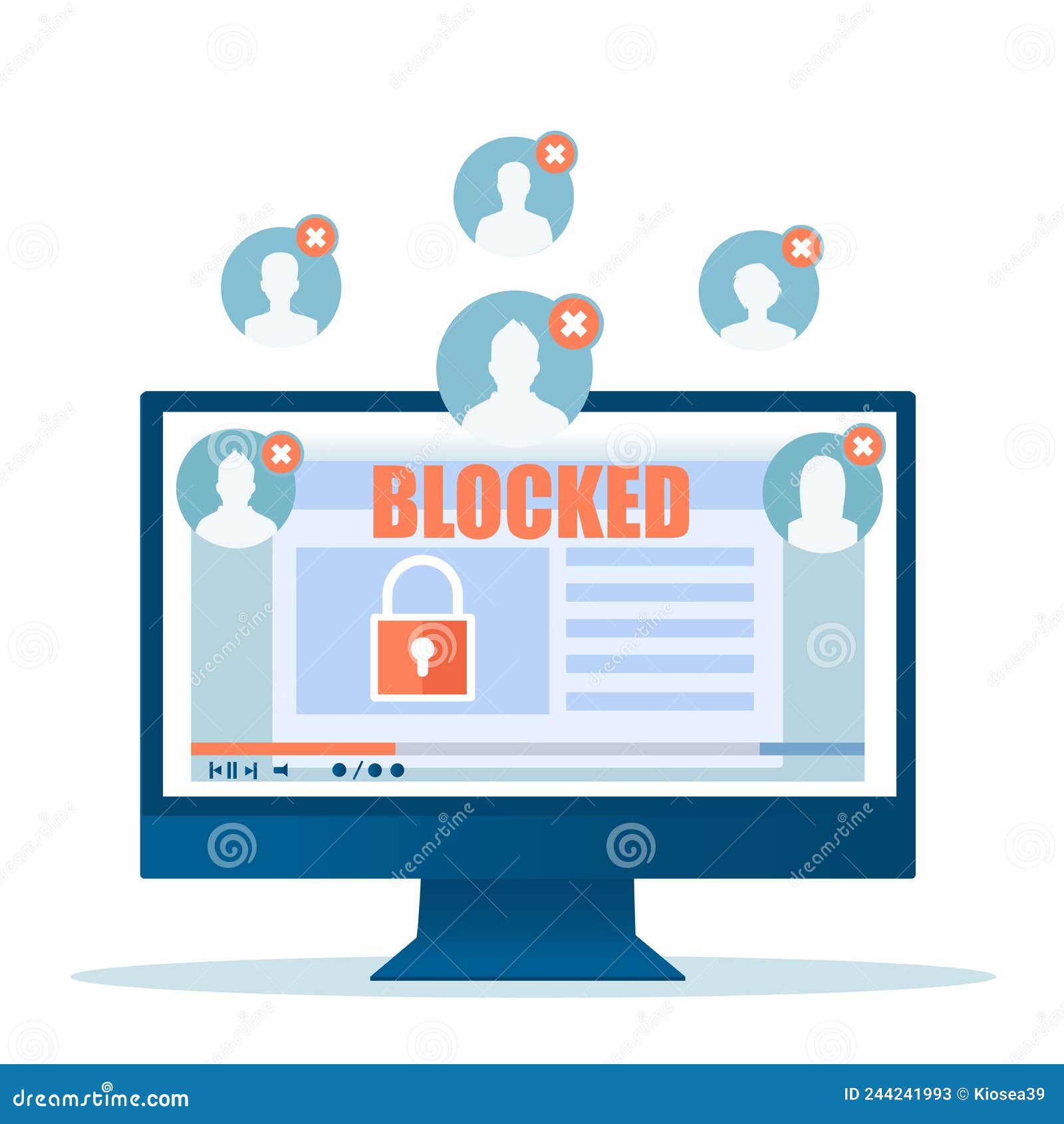 Vector of a Desktop with Blocked Access To a Website Stock Vector ...
