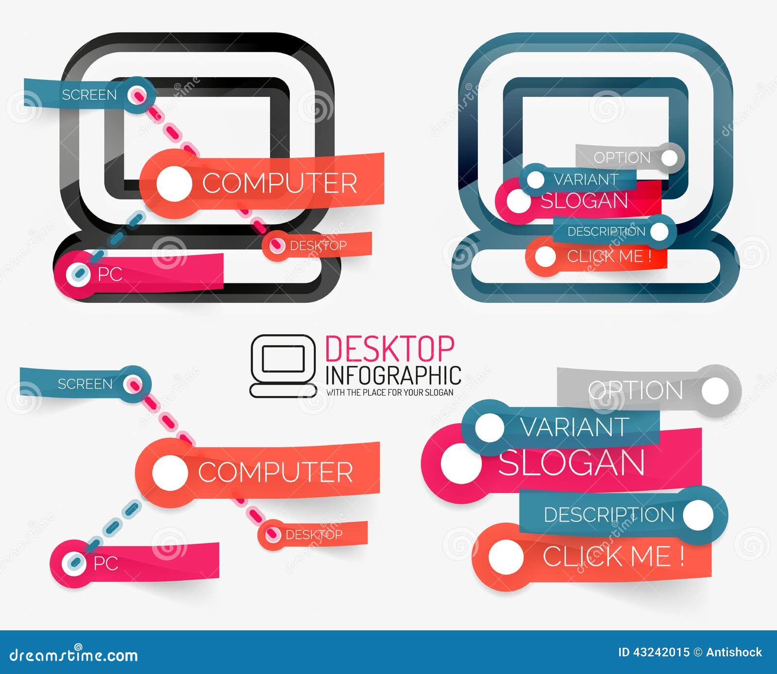 Vector Desktop Pc Infographics and Keyword Cloud Stock Vector ...