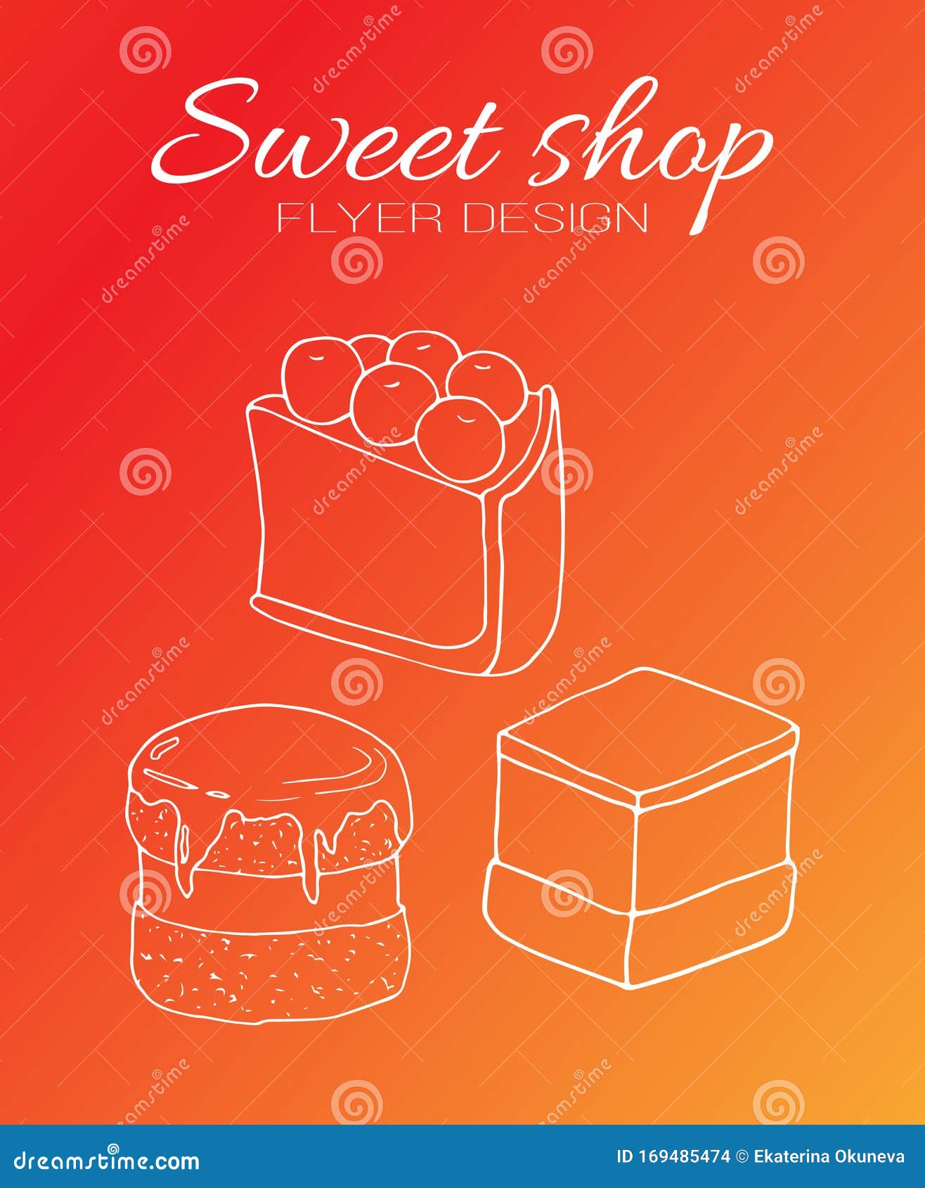 Dessert Flyer Template. Cakes Card Illustration for Design and Web ...