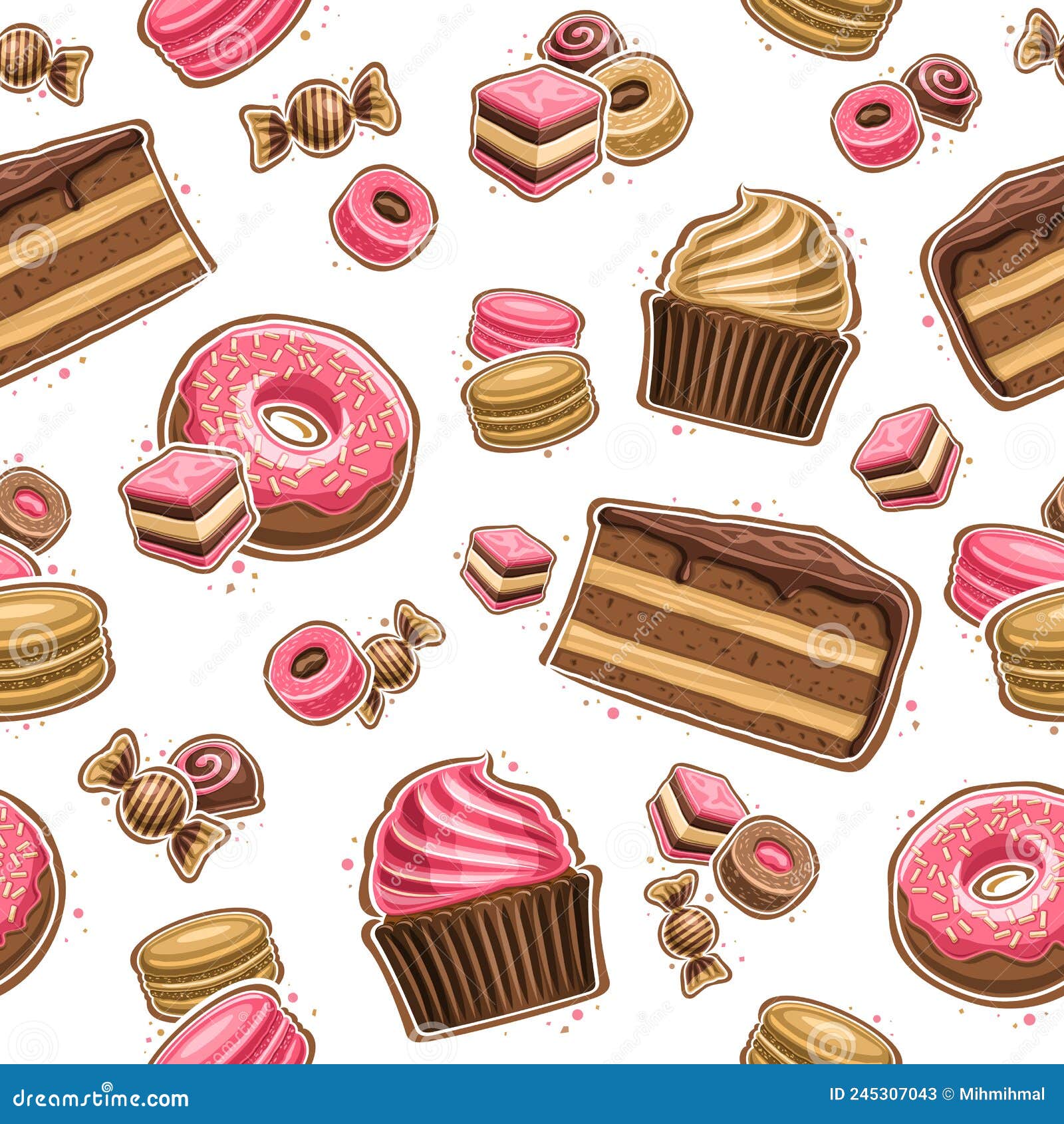 Vector Dessert Seamless Pattern Stock Vector - Illustration of cocoa ...