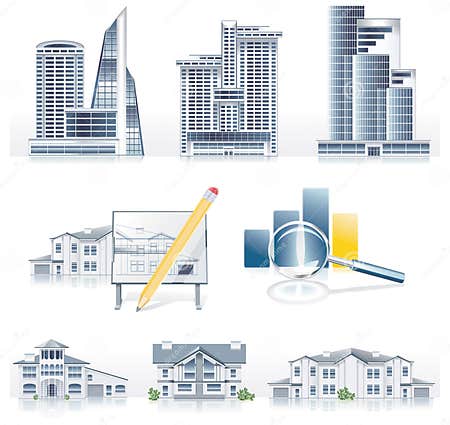 Vector Detailed Architecture Icon Set Stock Vector - Illustration of ...