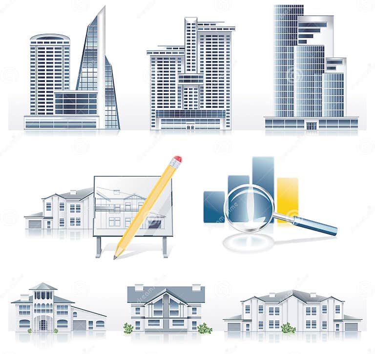 Vector Detailed Architecture Icon Set Stock Vector - Illustration of ...