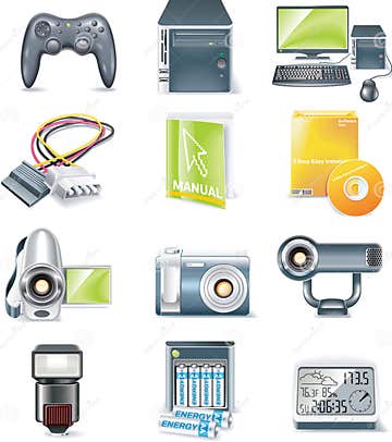 Vector Detailed Computer Parts Icon Set. Part 5 Stock Vector ...