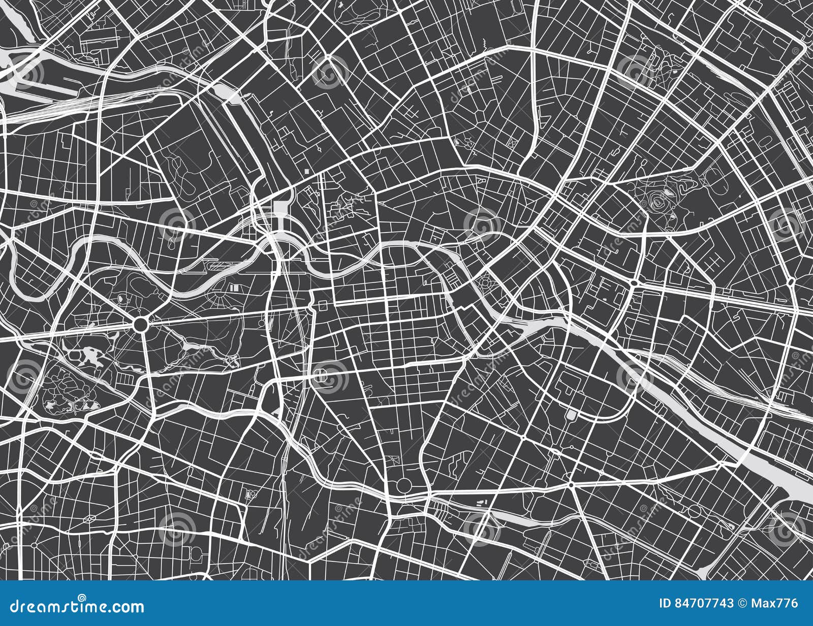 Vector detailed map Berlin stock vector. Illustration of destination ...