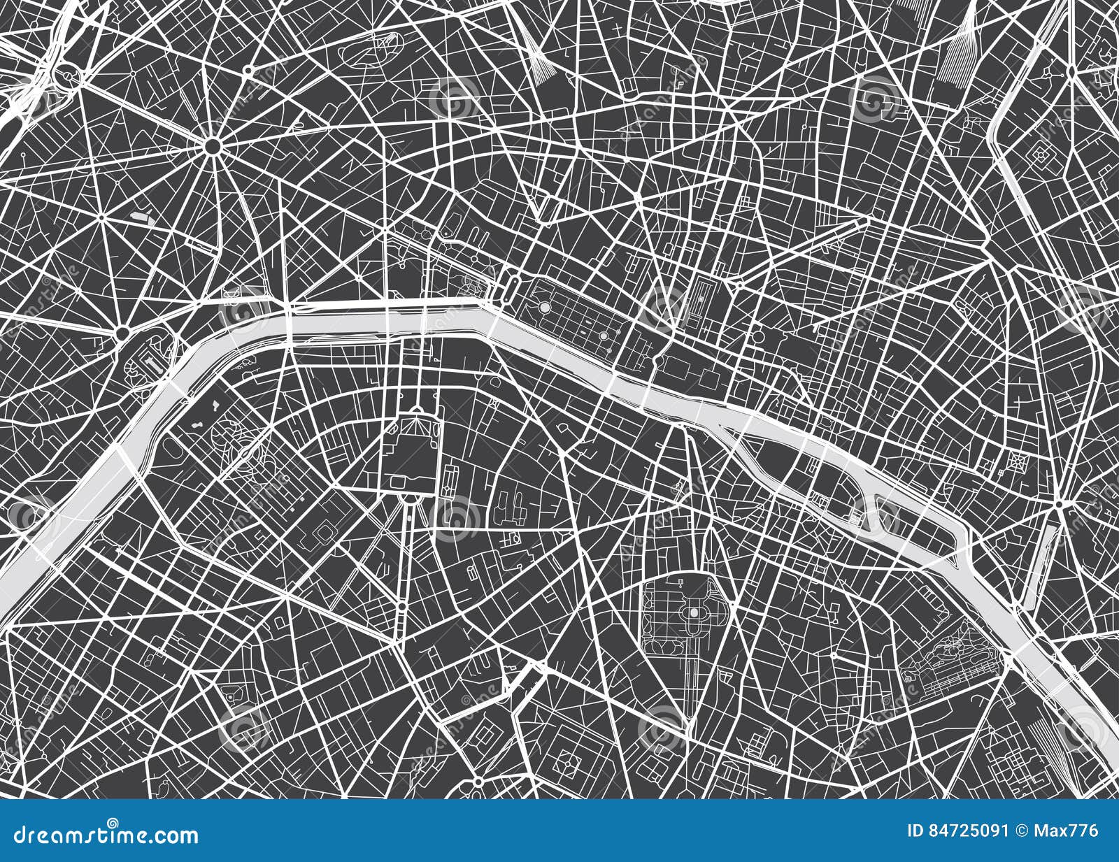 Vector detailed map Paris stock vector. Illustration of detail - 84725091
