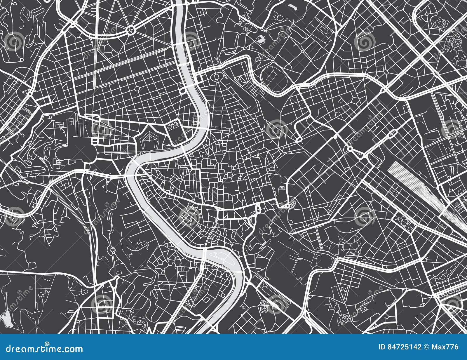 Vector detailed map Rome stock vector. Illustration of megalopolis ...
