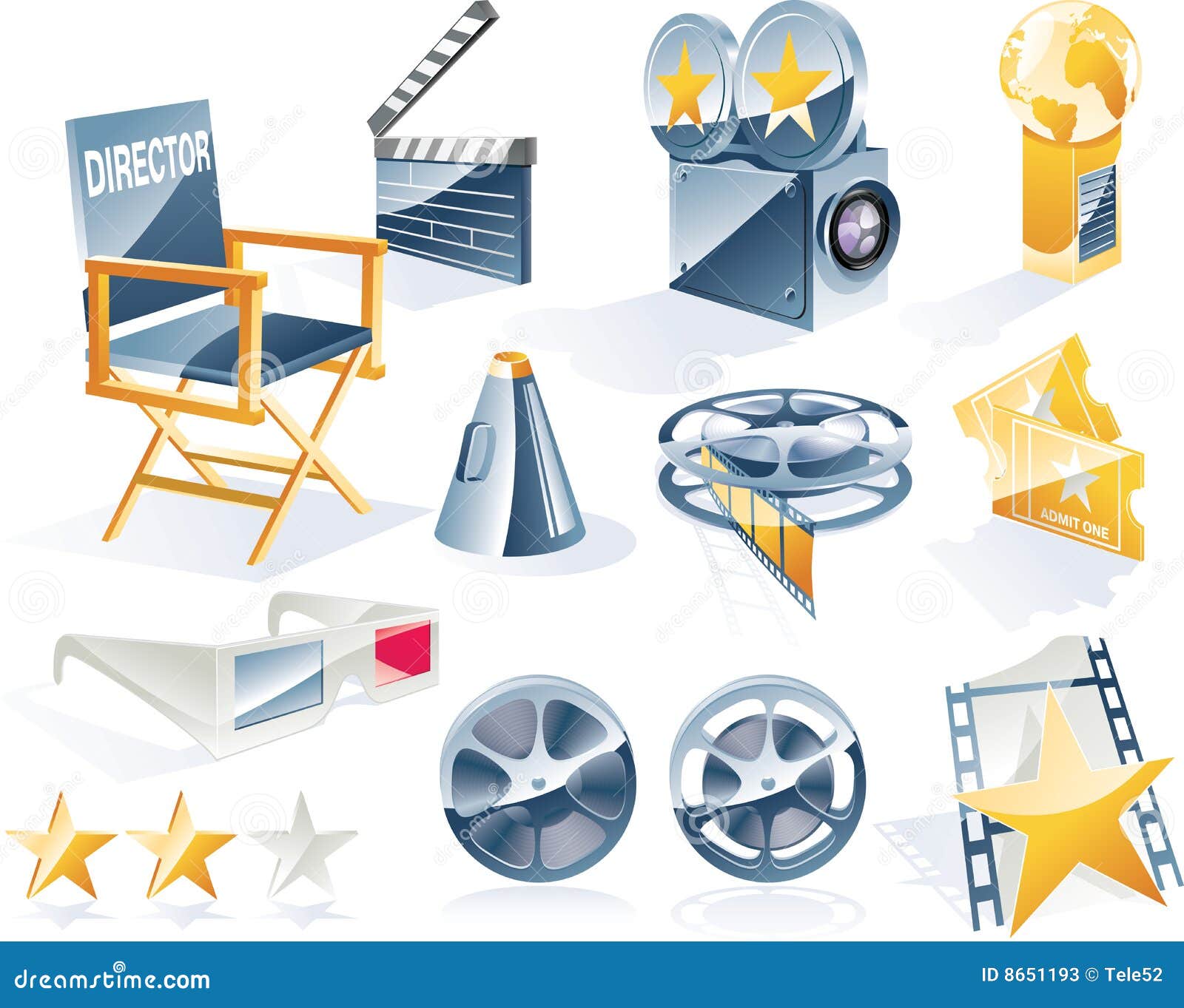 Vector Detailed Movie Icon Set Stock Vector - Illustration of ...