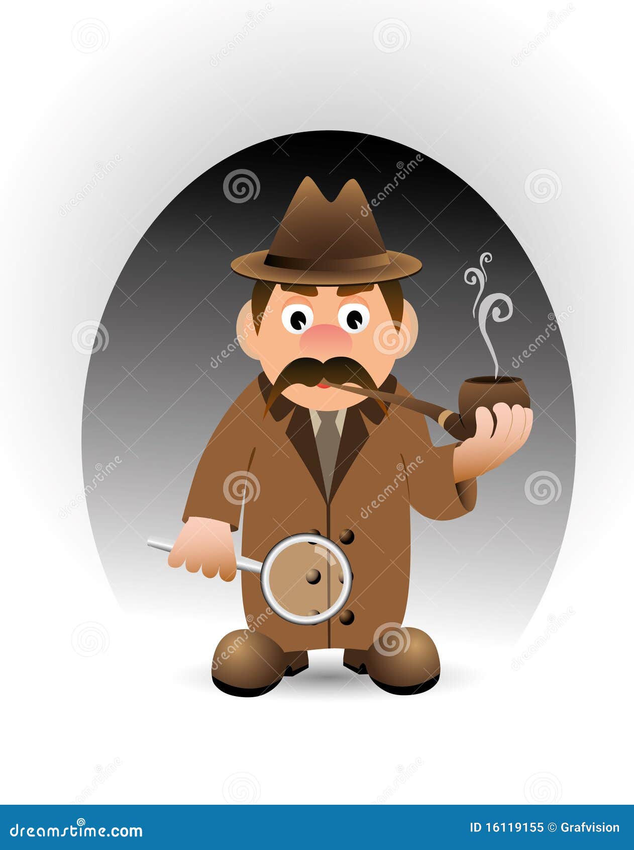 Vector detective stock illustration. Illustration of magnifier - 16119155