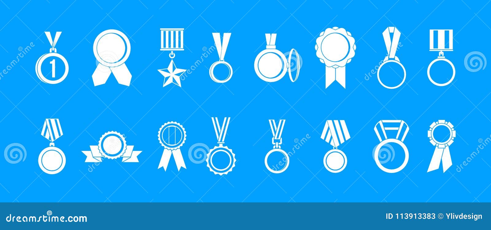 Vector Determinado Del Azul Del Icono De La Medalla Ilustración del ...