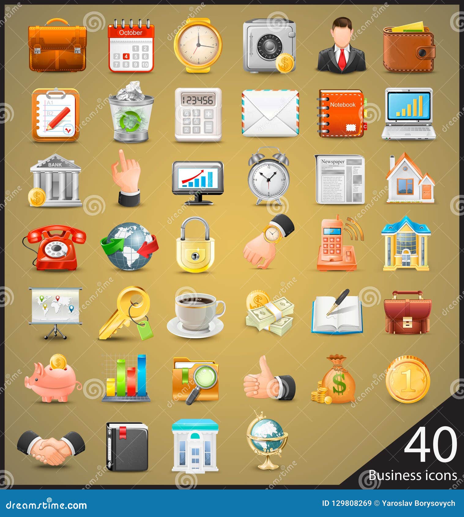 Vector Determinado Grande De Los Iconos Del Negocio Ilustración del ...