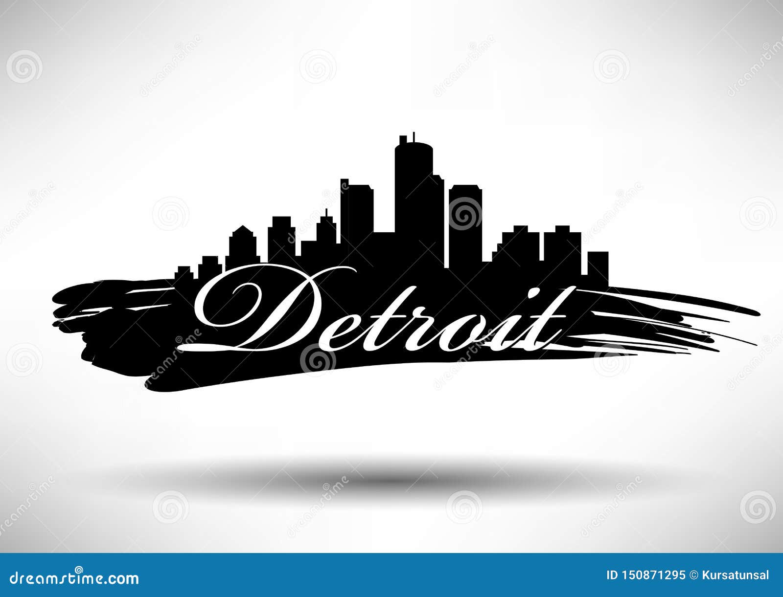 Vector Detroit Skyline Design Stock Illustration - Illustration of ...