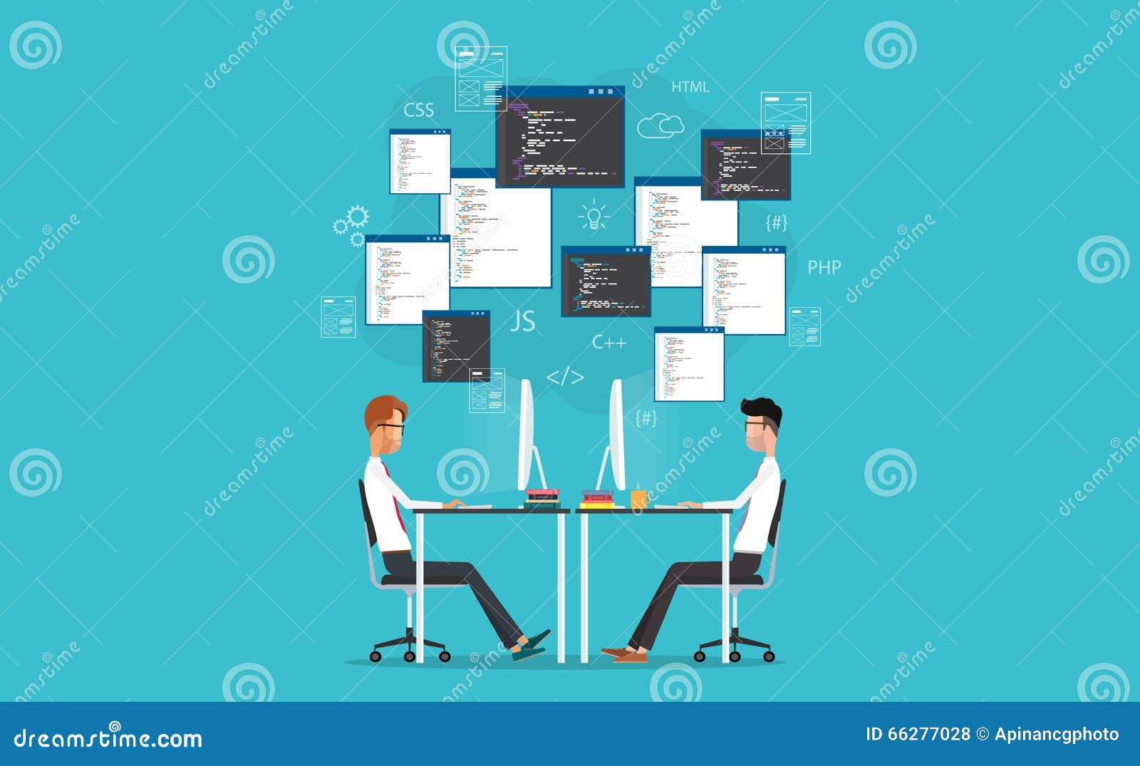 Vector Developer Working on Workplace. Develop for Website and ...