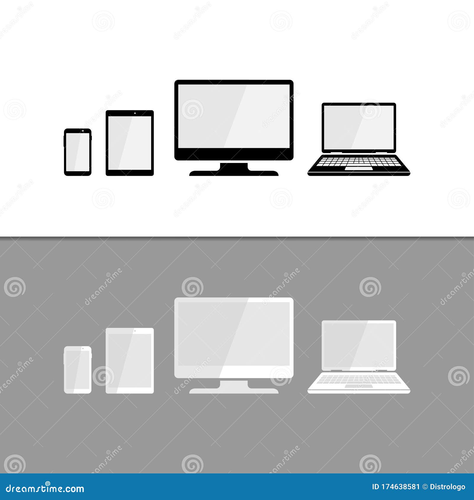 Vector Device Icons Set. Smart Phone, Tablet, Desktop Computer and ...
