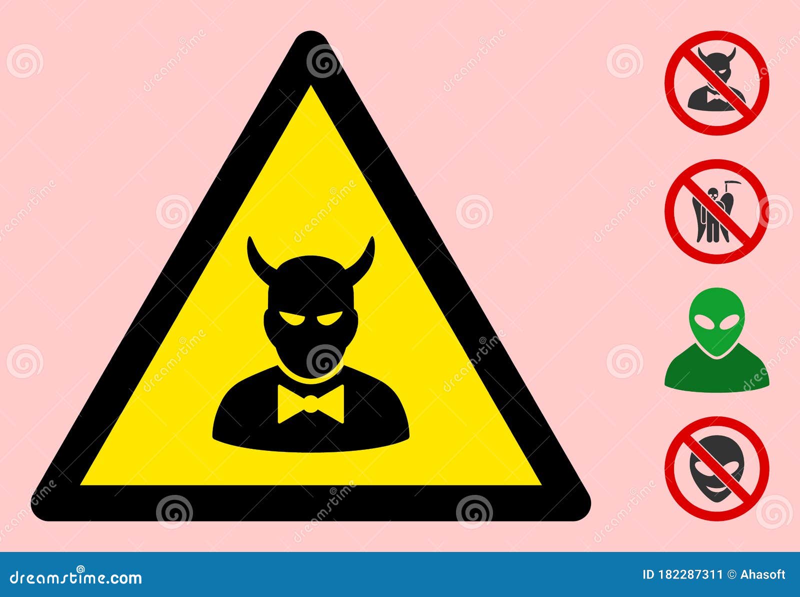 Vector Devil Warning Triangle Sign Icon Stock Illustration ...
