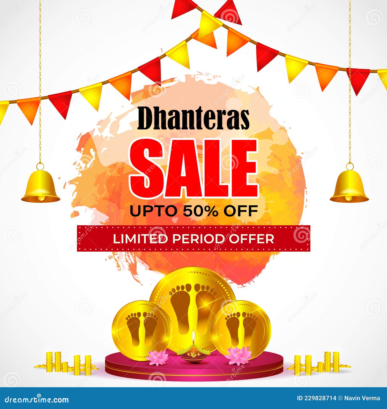 Vector Dhantera Sale Banner, Indian Festive Offer Stock Vector ...