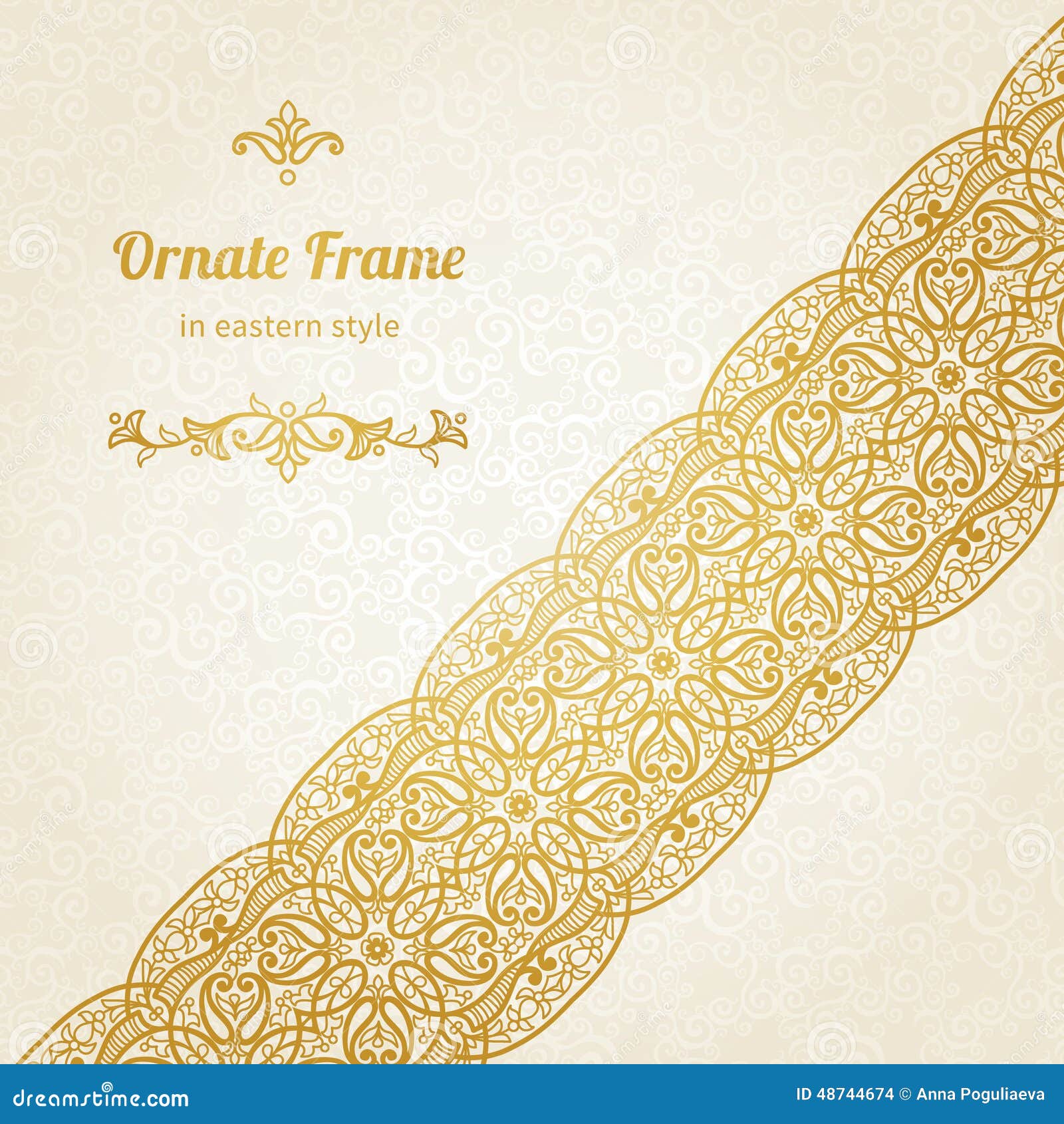 Vector Diagonal Border in Eastern Style. Stock Vector - Illustration of ...