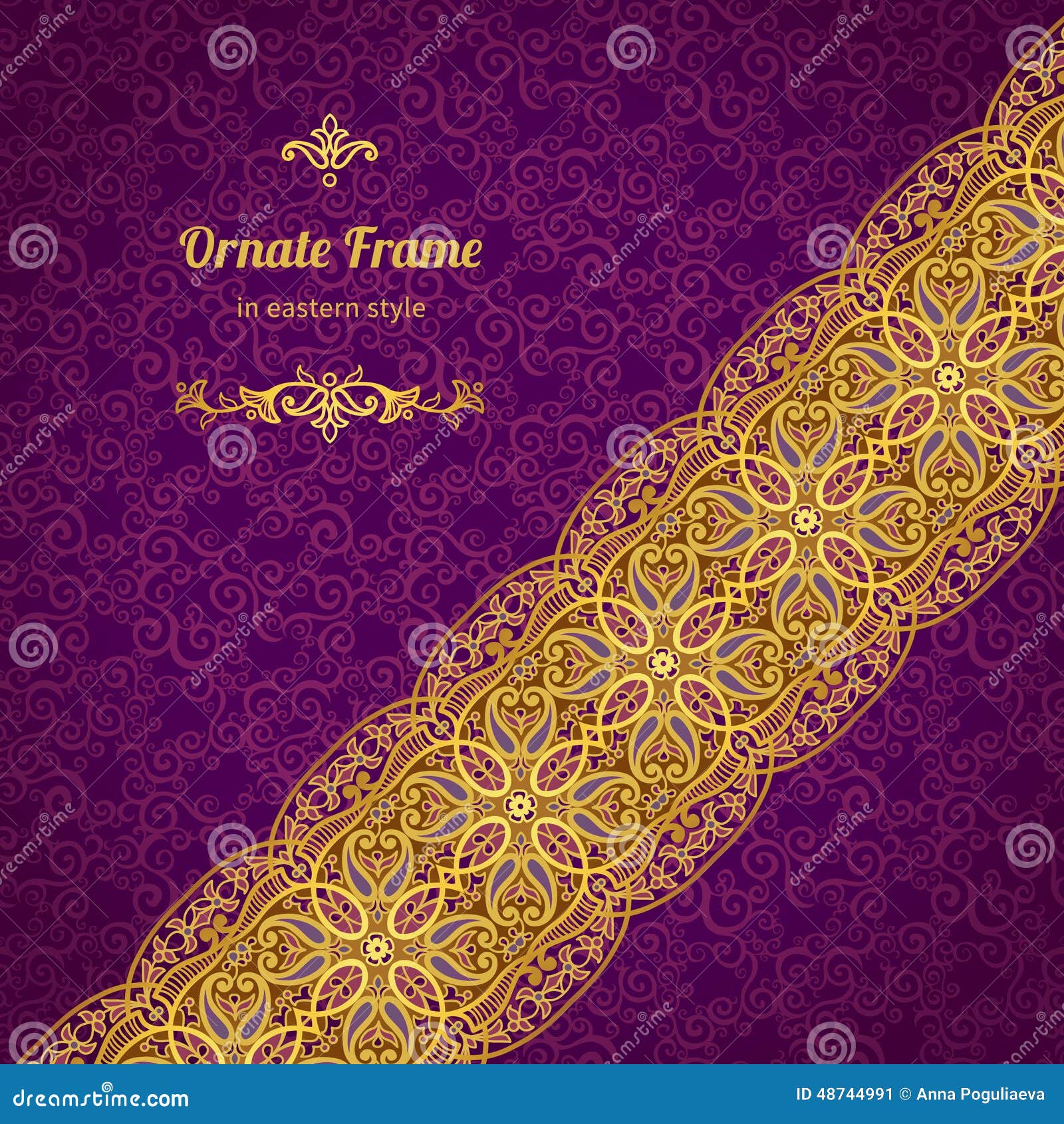 Vector Diagonal Border in Eastern Style. Stock Vector - Illustration of ...