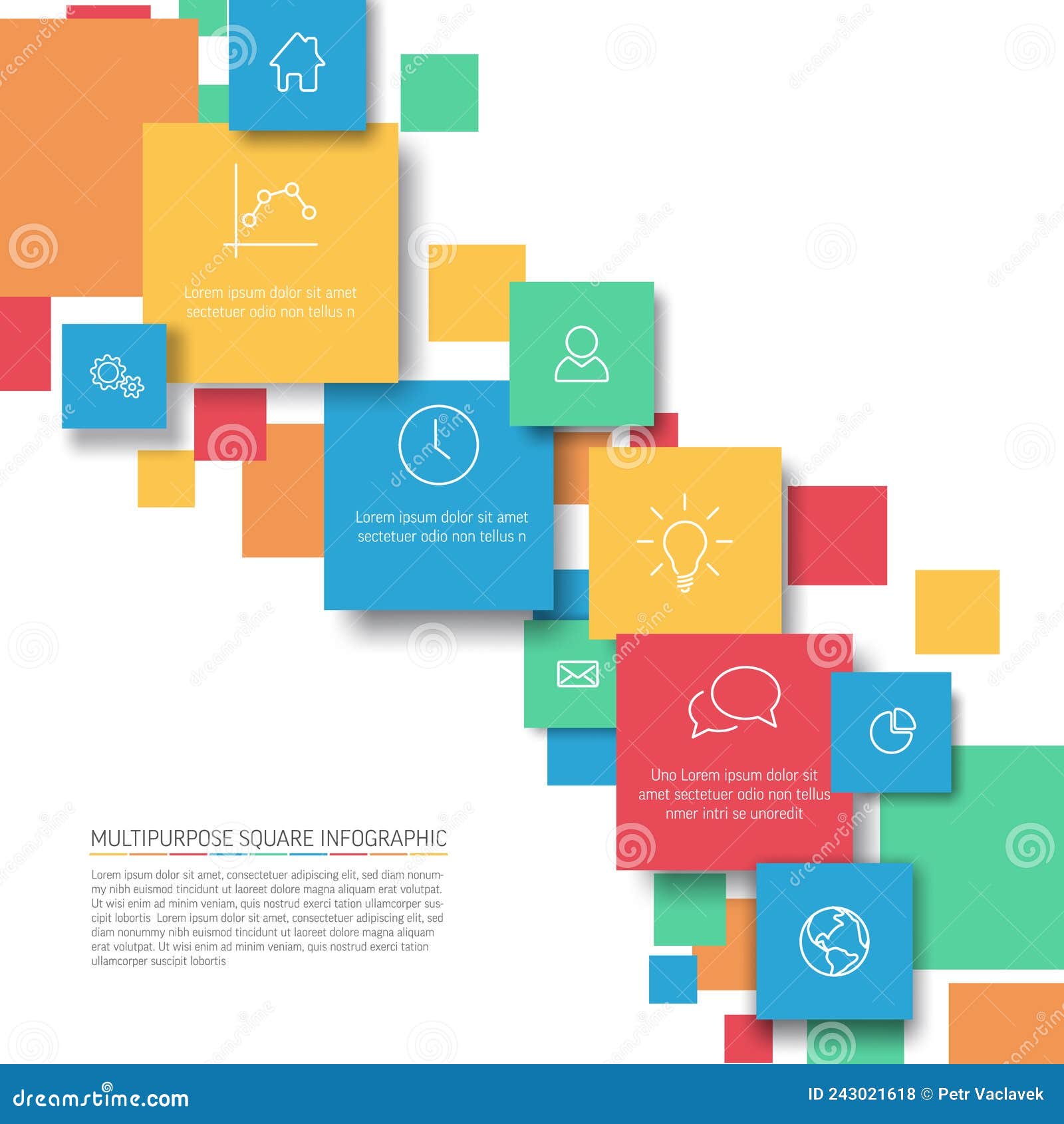 Vector Diagonal Infographic Diagram with Various Descriptive Squares ...