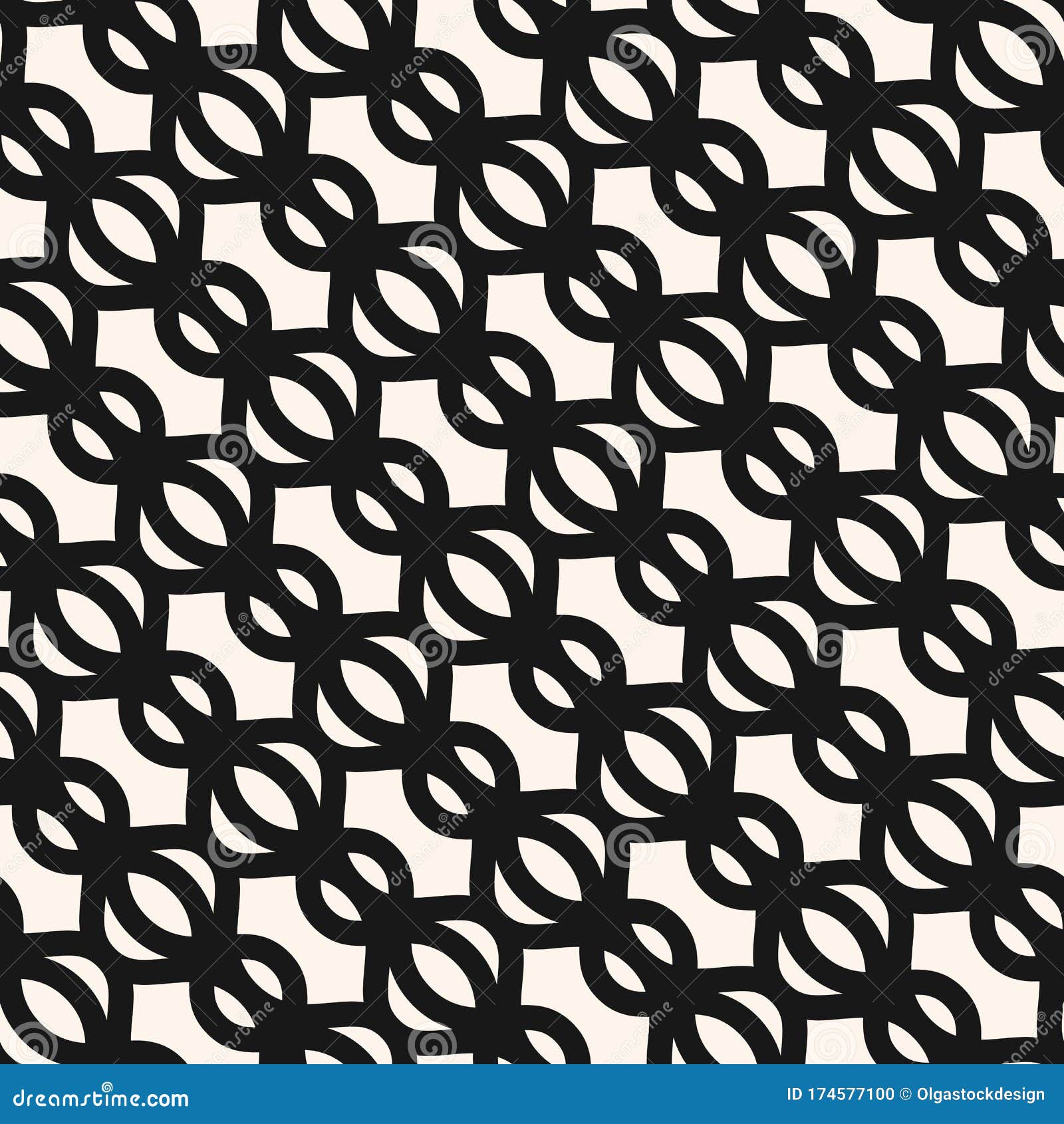 Vector Diagonal Mesh Seamless Pattern. Black and White Texture of ...