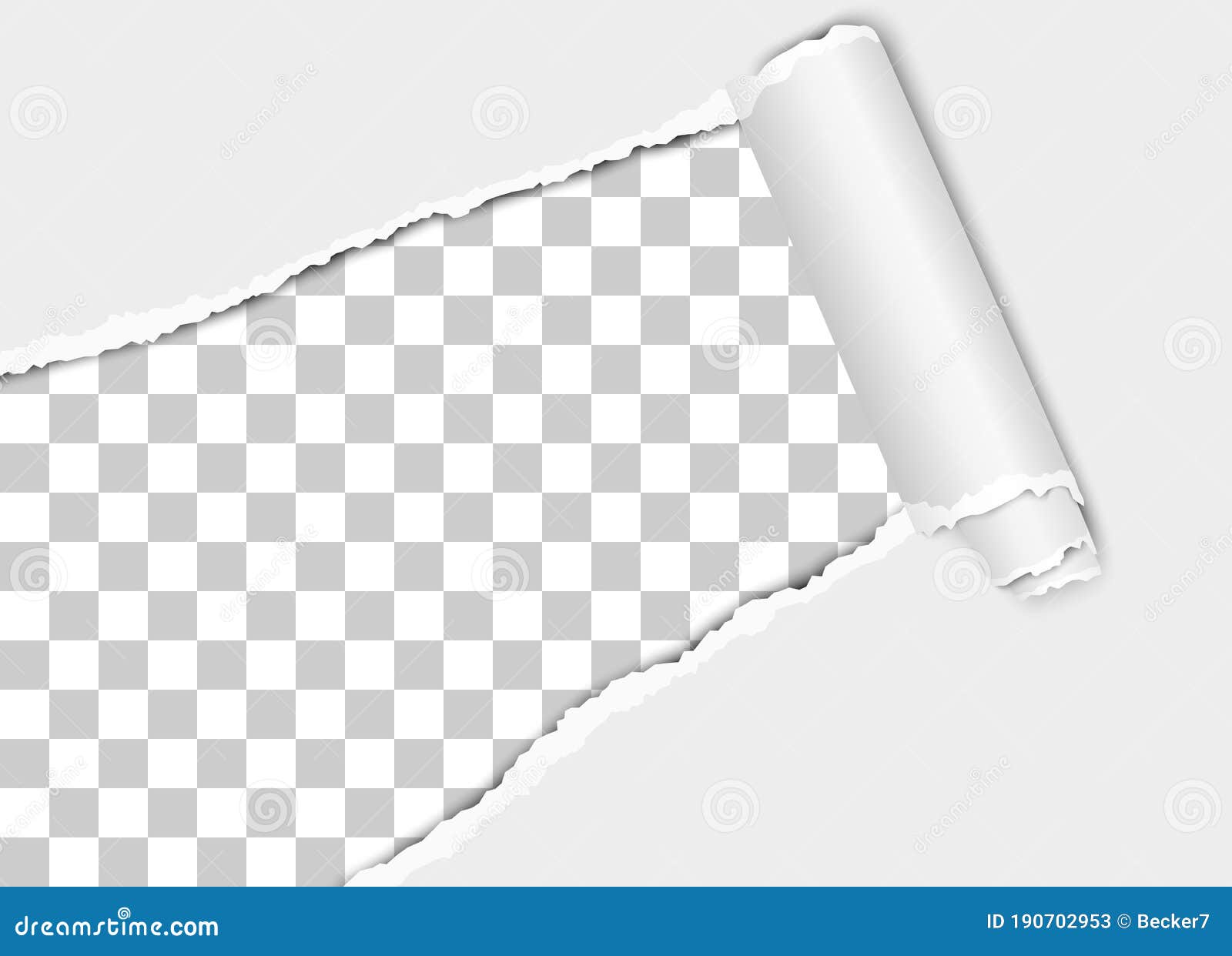 Vector Diagonally Torn Hole in White Sheet of Paper from Lower Left To ...